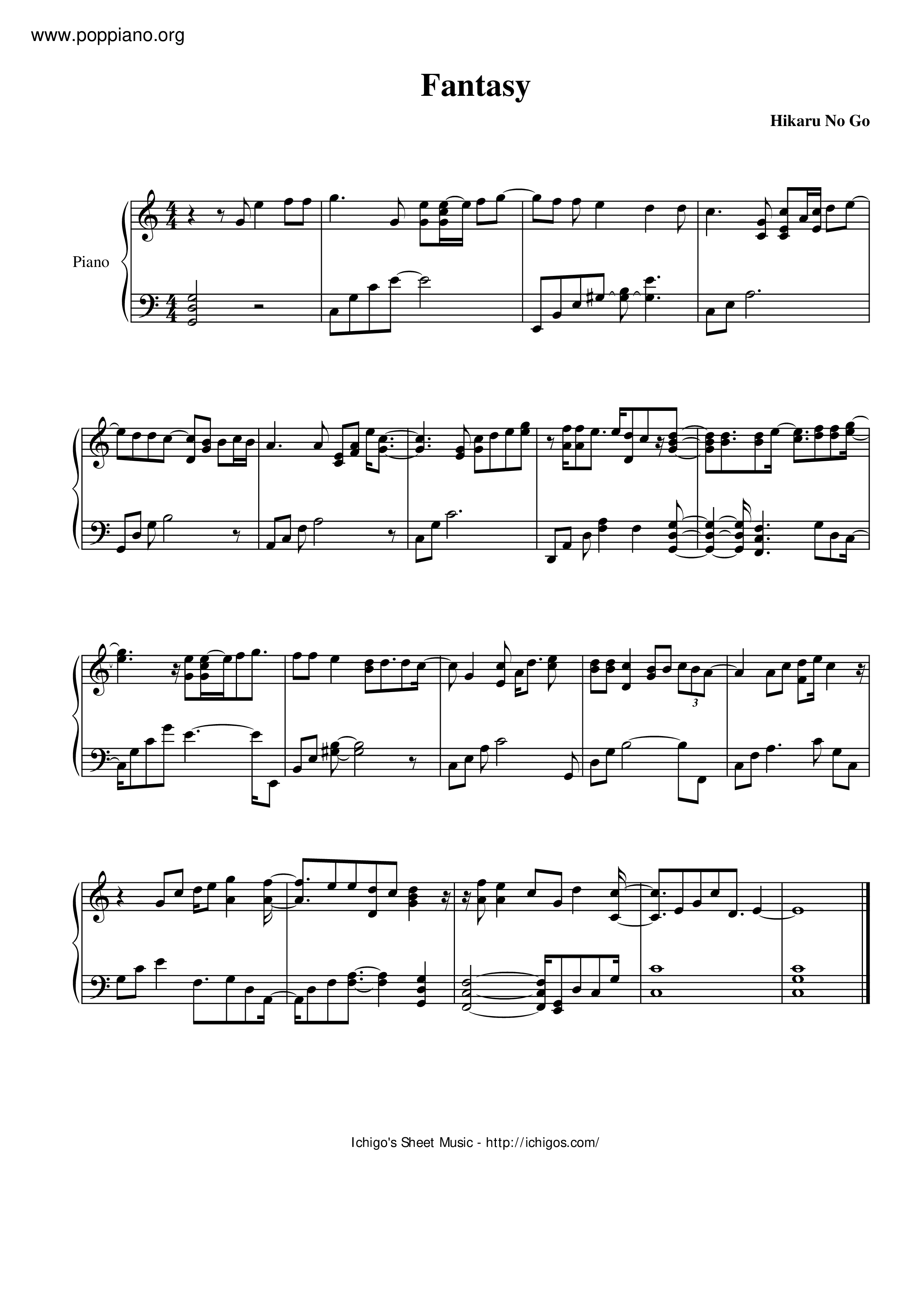 Fantasy - Sheet Music / Piano Score Free PDF Download - HK Pop Piano ...