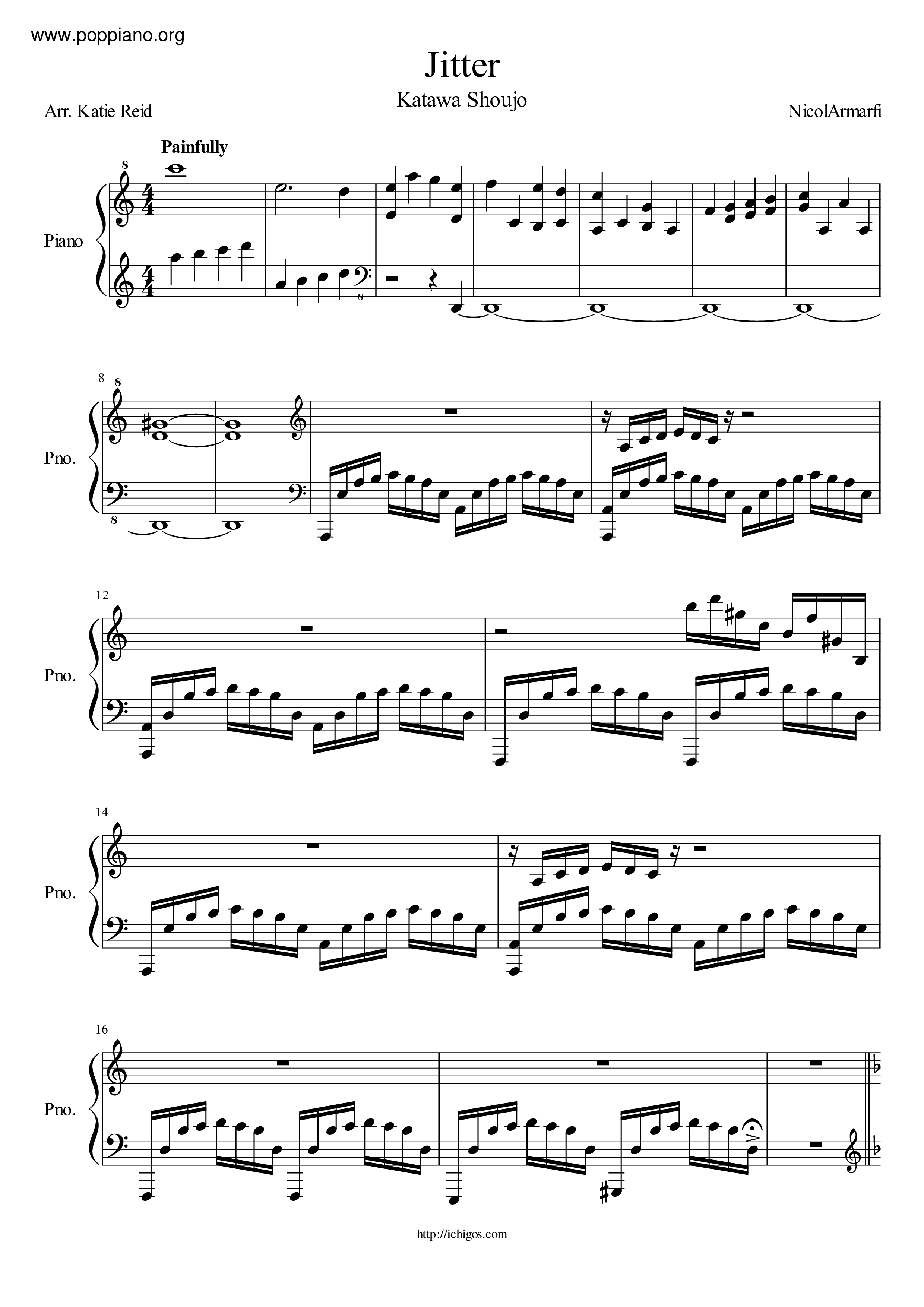 ★かたわ少女 - Jitter ピアノ譜pdf- 香港ポップピアノ協会 無料PDF楽譜ダウンロード gakufu