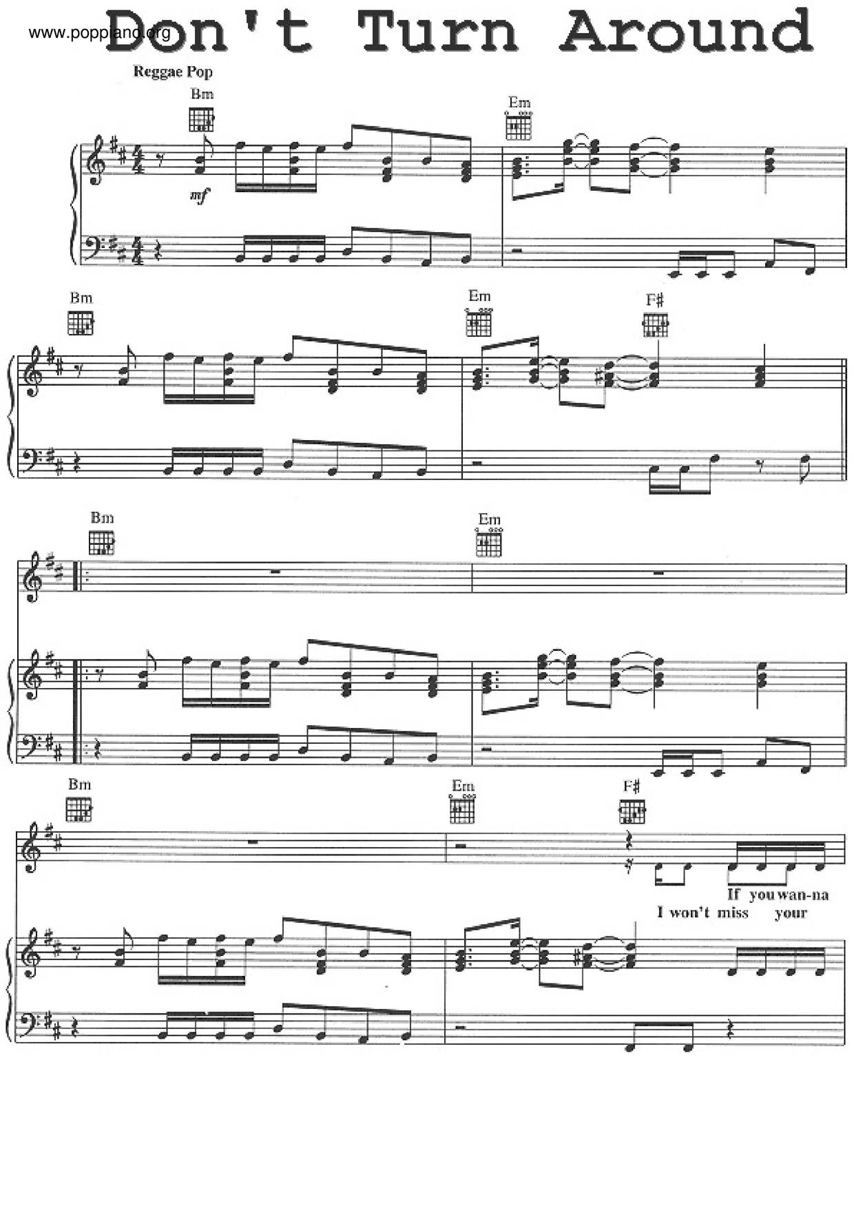 Ace Of Base-Don't Turn Around Sheet Music pdf, - Free Score Download ★