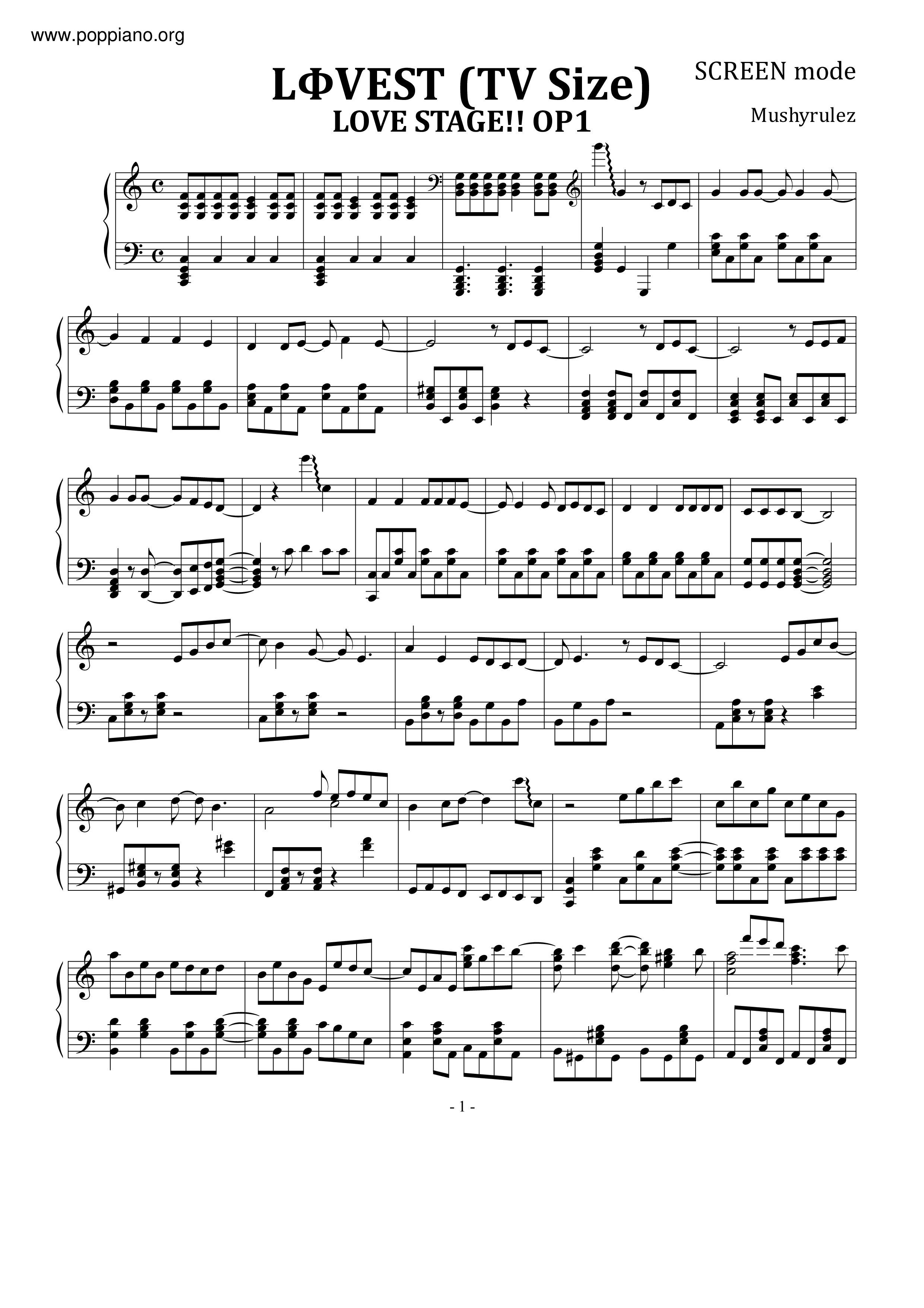 Love Stage!!-Lovest Sheet Music pdf, - Free Score Download ★