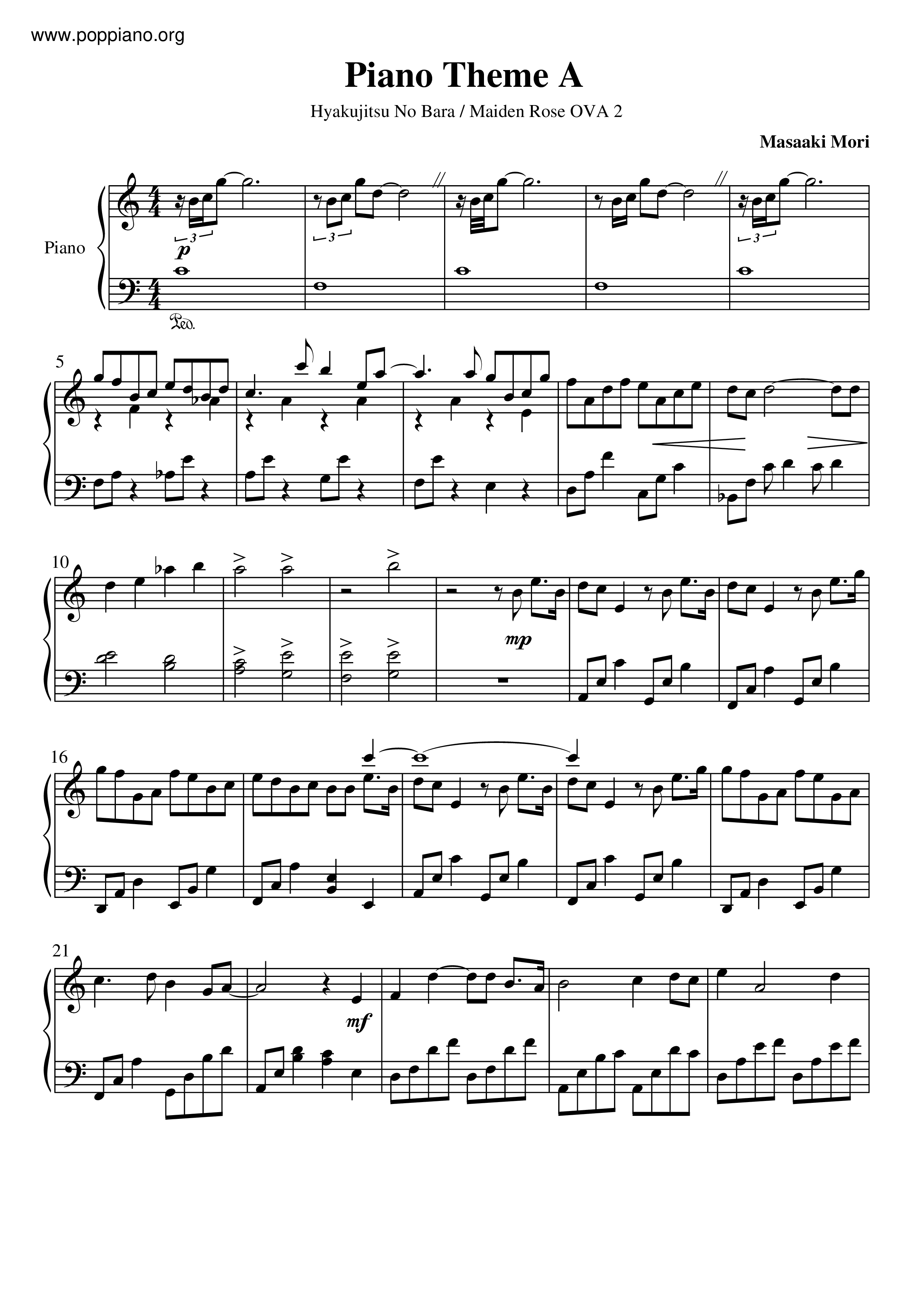 Piano Theme A- PDF琴譜免費下載 | 香港流行鋼琴協會 ★