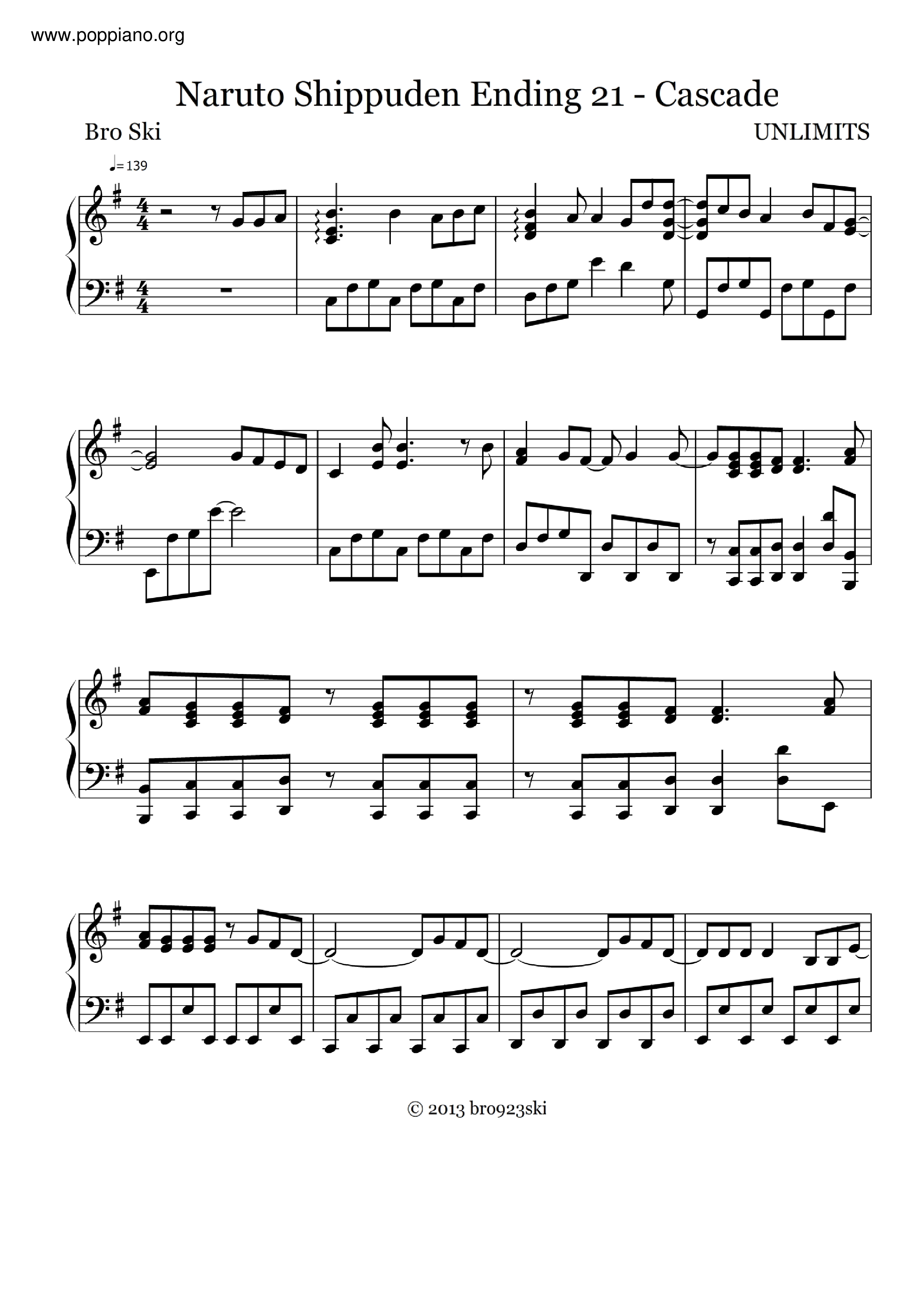 Naruto Shippuden-Cascade Sheet Music pdf, - Free Score Download ★