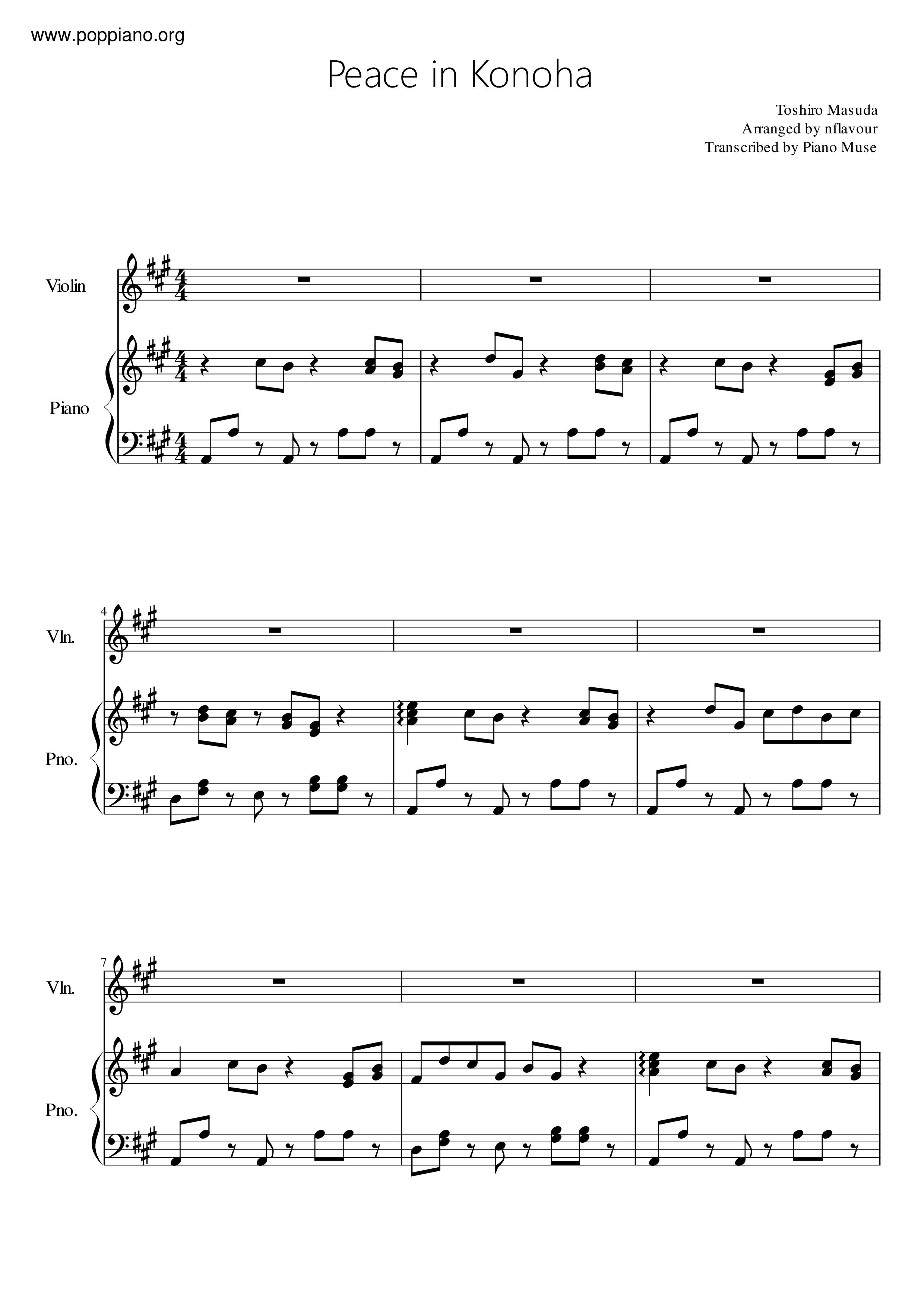 Naruto Shippuden-Peace In Konoha Sheet Music pdf, - Free Score Download ★