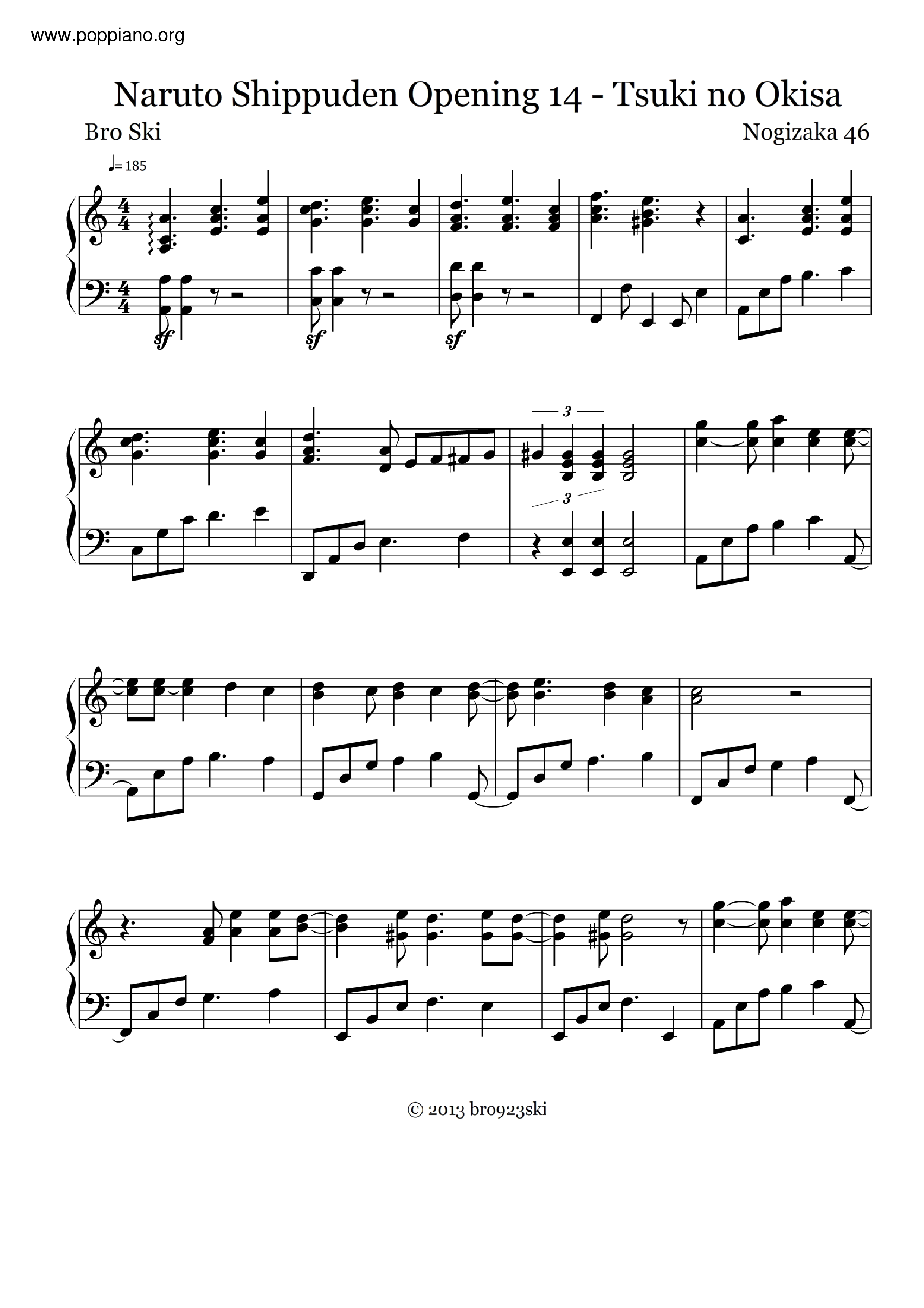 Naruto Shippuden-Tsuki No Okisa Sheet Music pdf, - Free Score Download ★