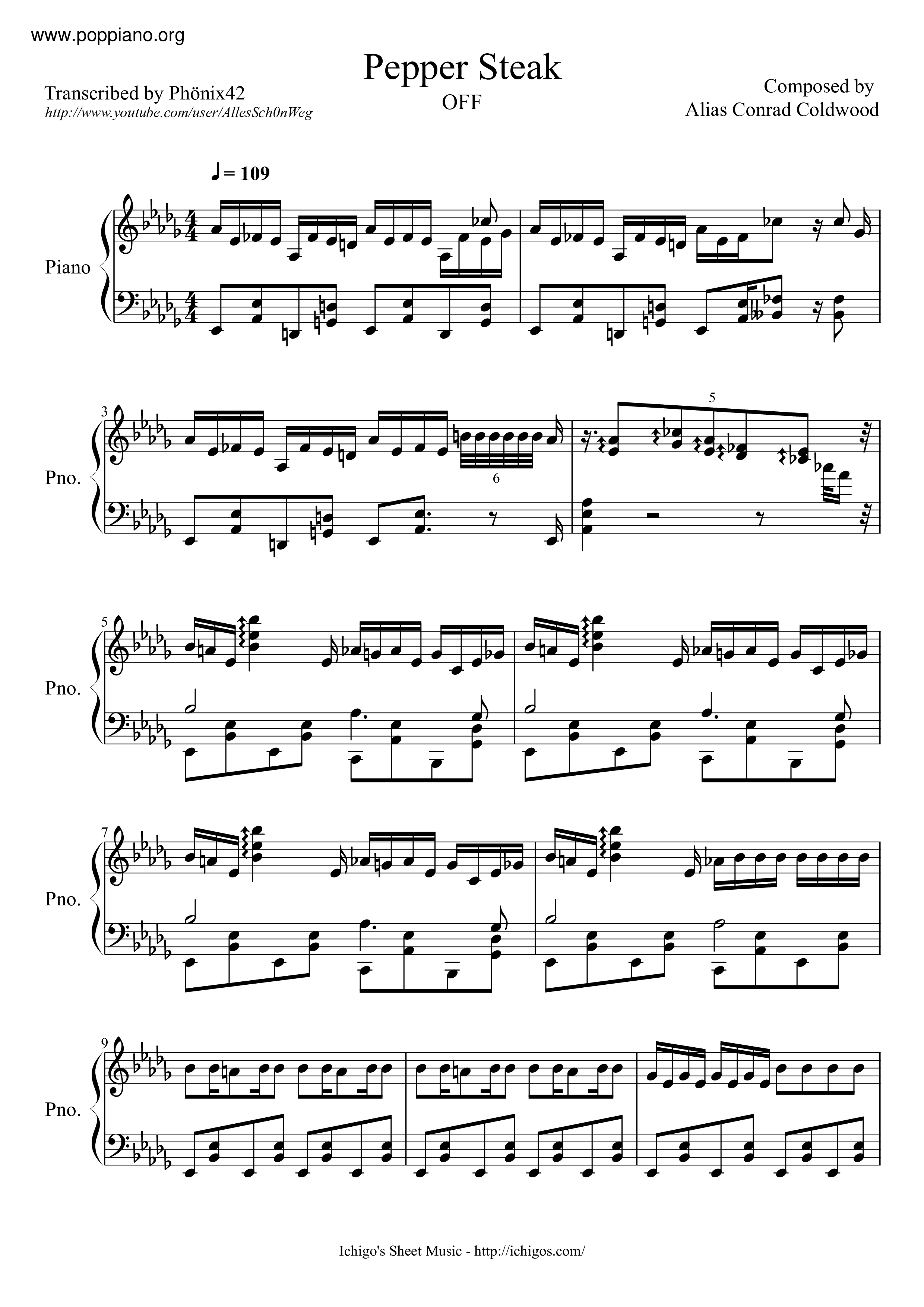 Off-Pepper Steak Sheet Music pdf, - Free Score Download ★