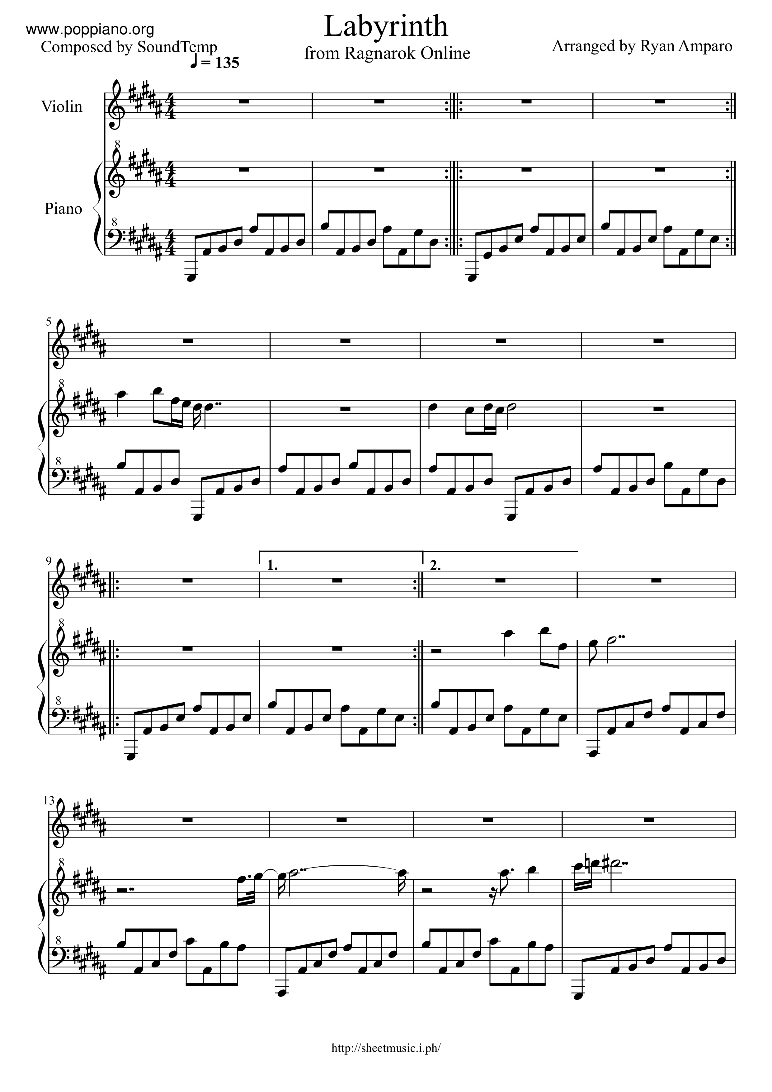 Ragnarok Online-Labyrinth Sheet Music pdf, - Free Score Download ★