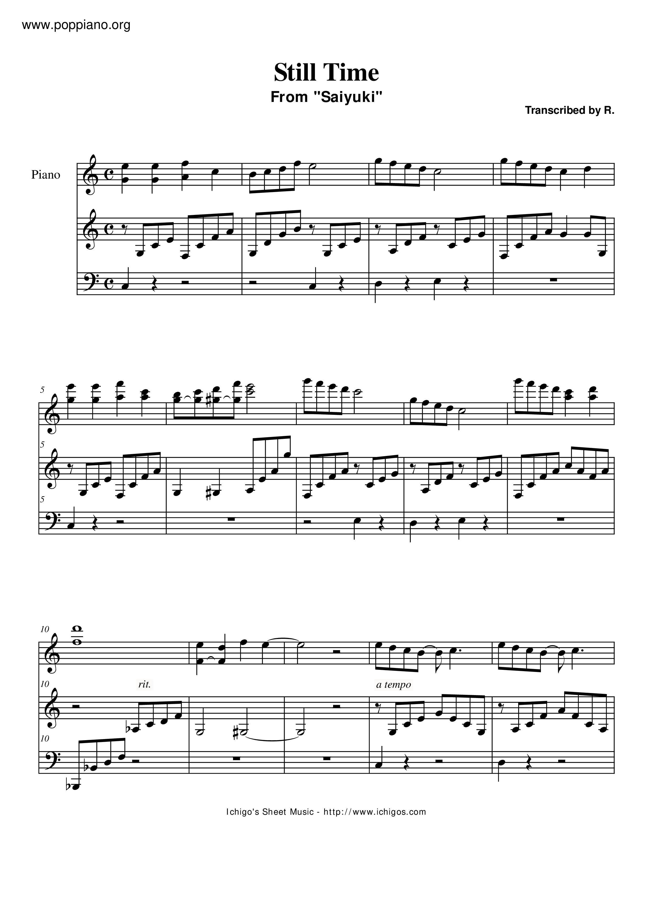 Saiyuki-Still Time Sheet Music pdf, - Free Score Download ★