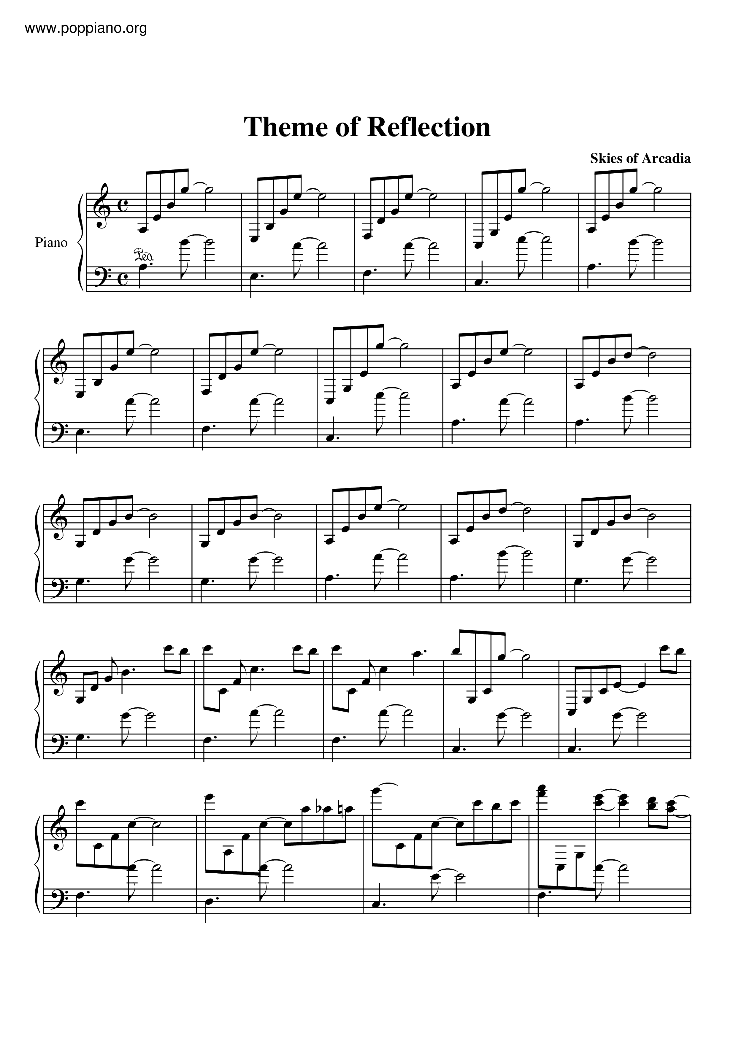 Skies Of Arcadia-Theme Of Reflection Sheet Music pdf, - Free Score ...