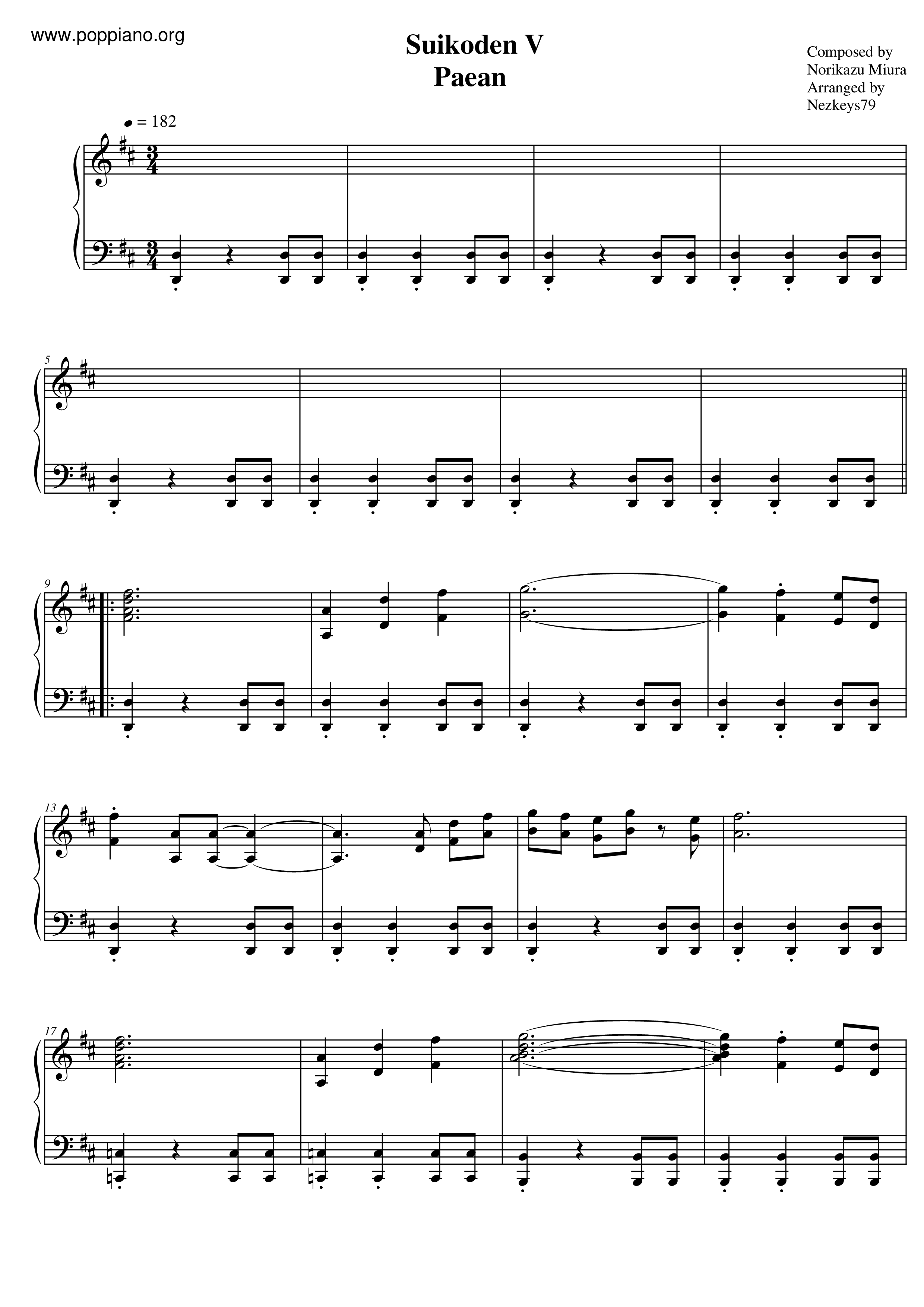 Suikoden V-Paean Sheet Music pdf, - Free Score Download ★