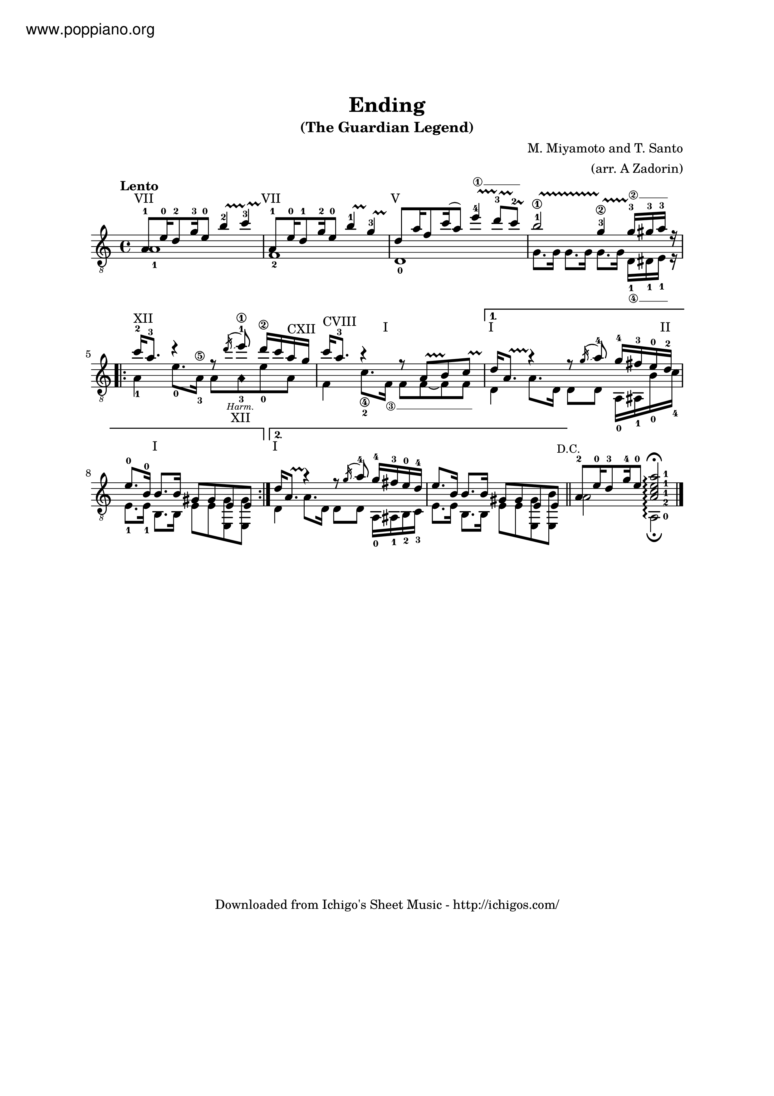 The Guardian Legend-Ending Sheet Music pdf, - Free Score Download ★