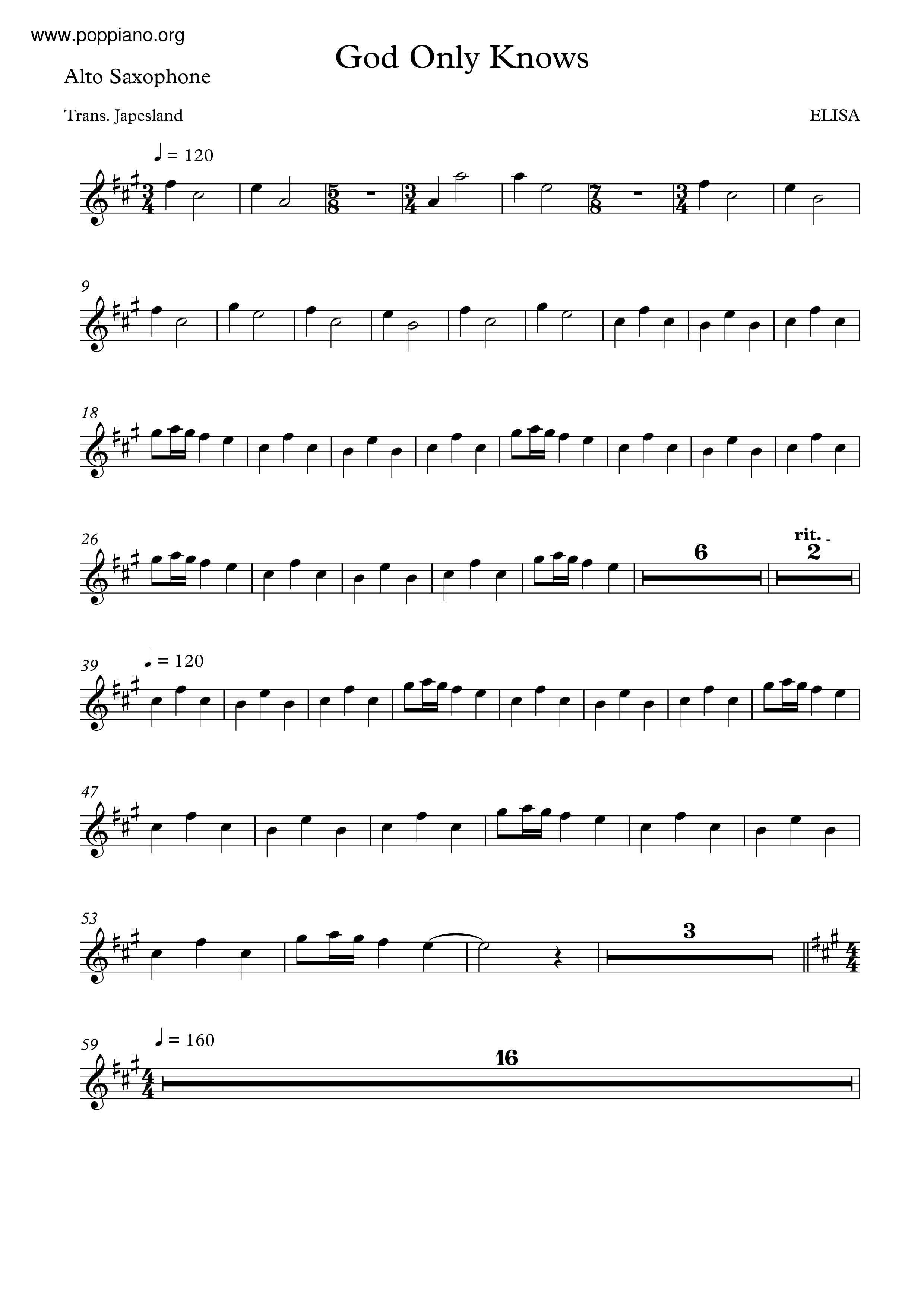 The World God Only Knows-God Only Knows 琴譜pdf-香港流行鋼琴協會琴譜下載 ★