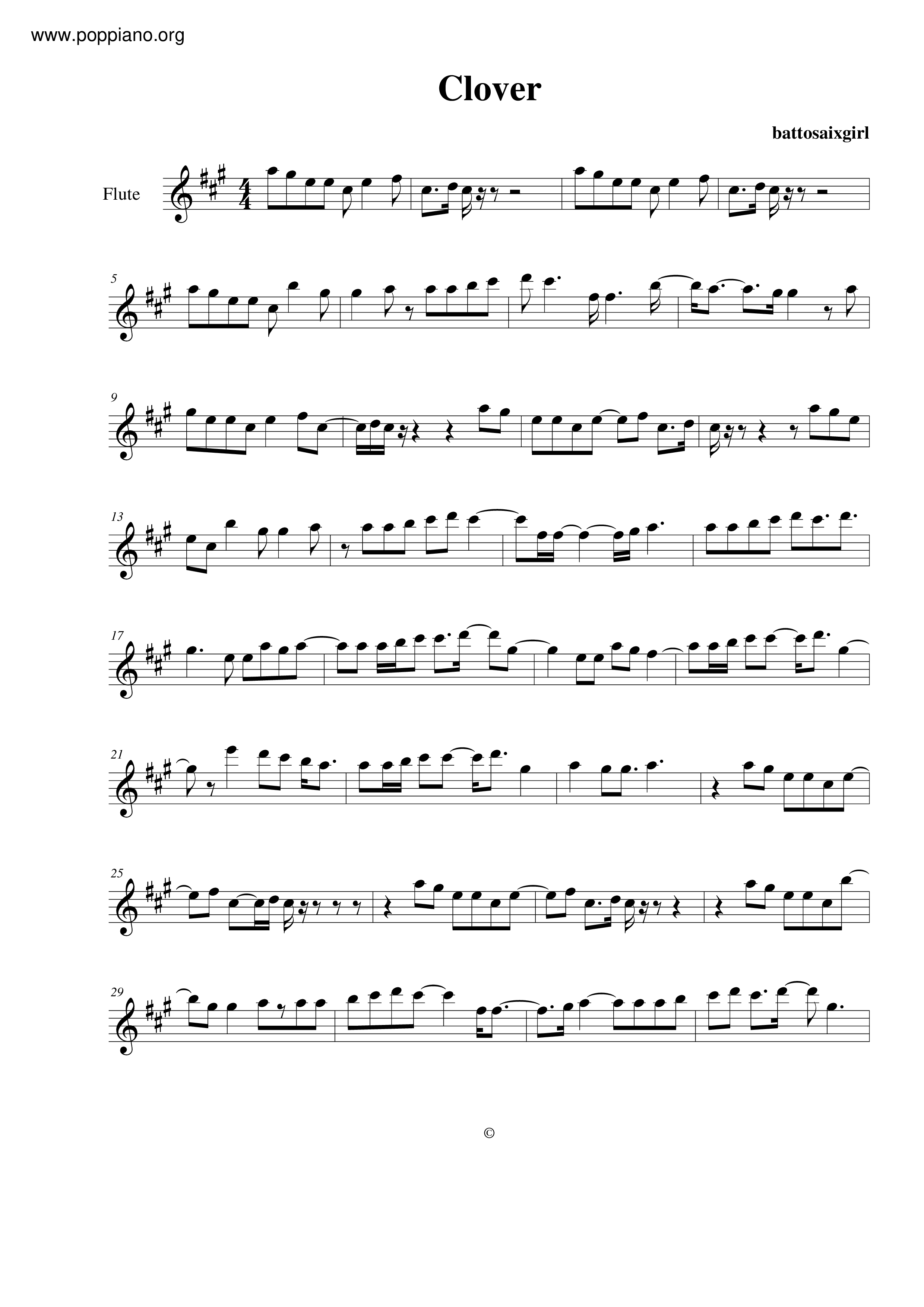 Hatsune Miku-Clover Sheet Music pdf, (初音ミク) - Free Score Download ★