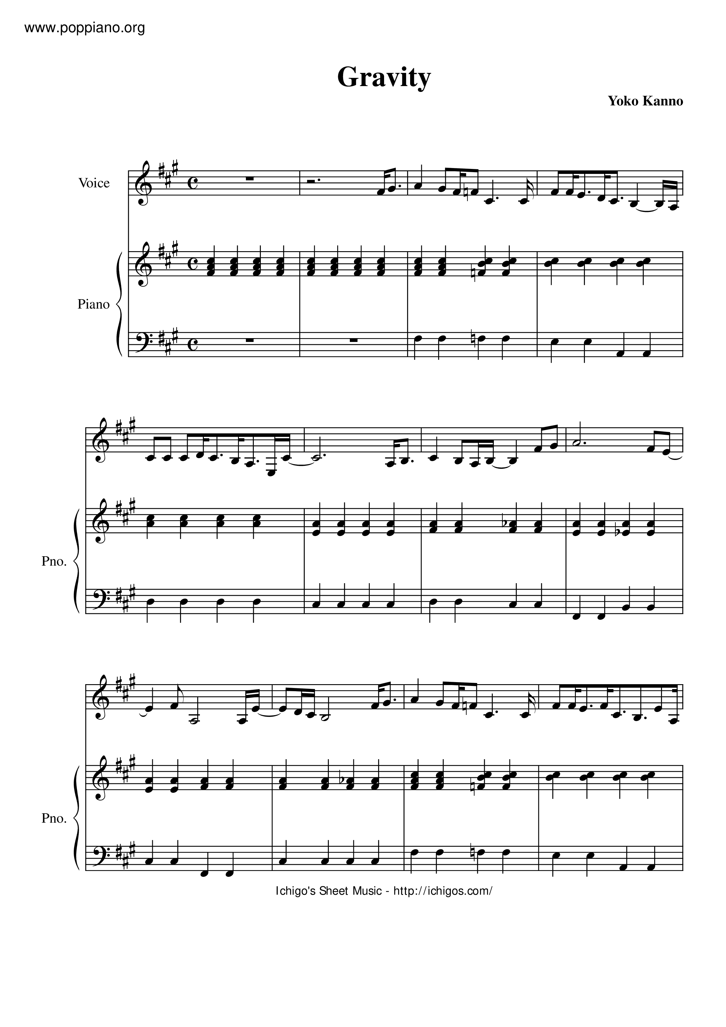 Wolf's Rain-Gravity Sheet Music pdf, - Free Score Download ★
