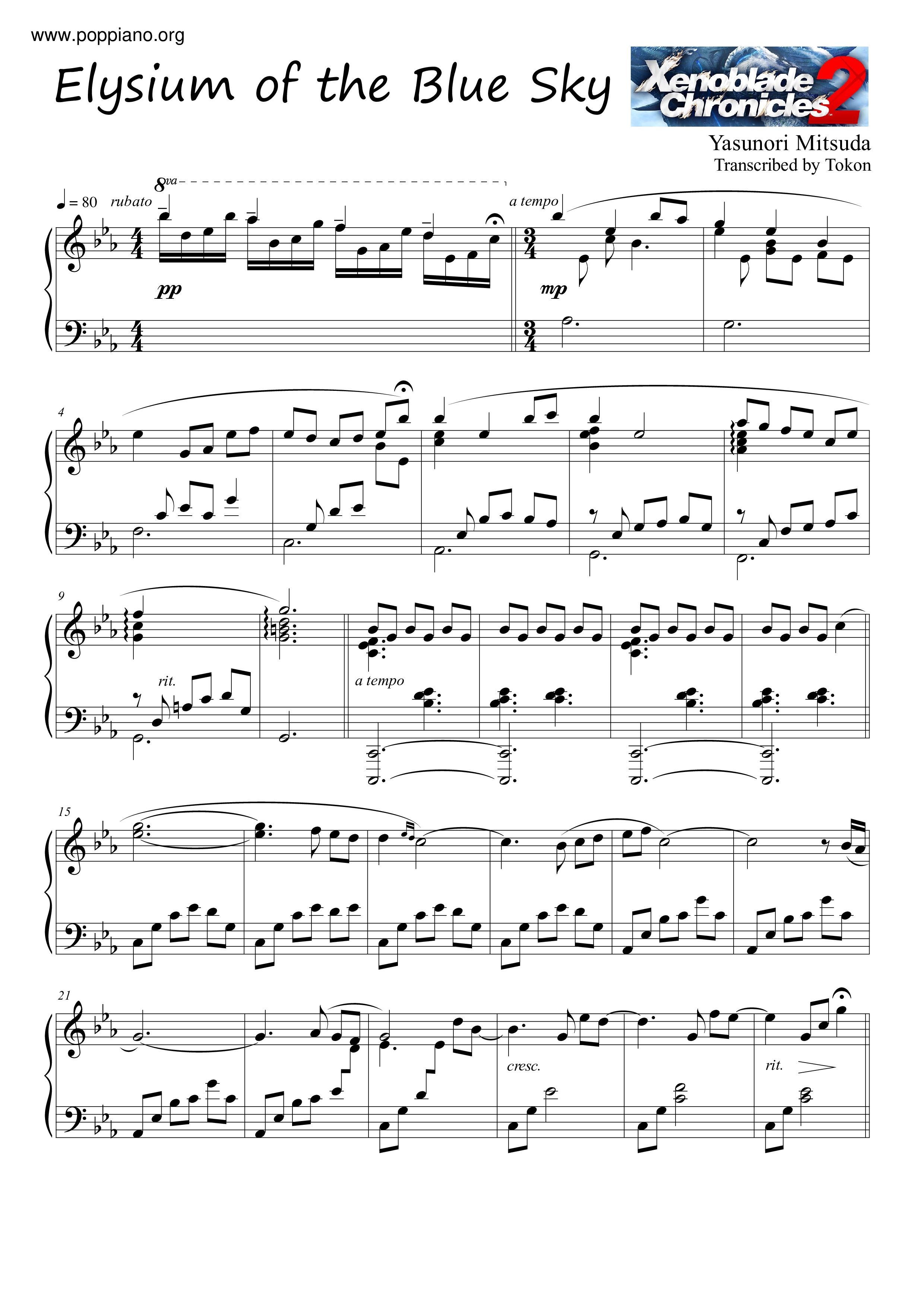 Elysium Of The Blue Sky- PDF琴譜免費下載 - 香港流行鋼琴協會 ★