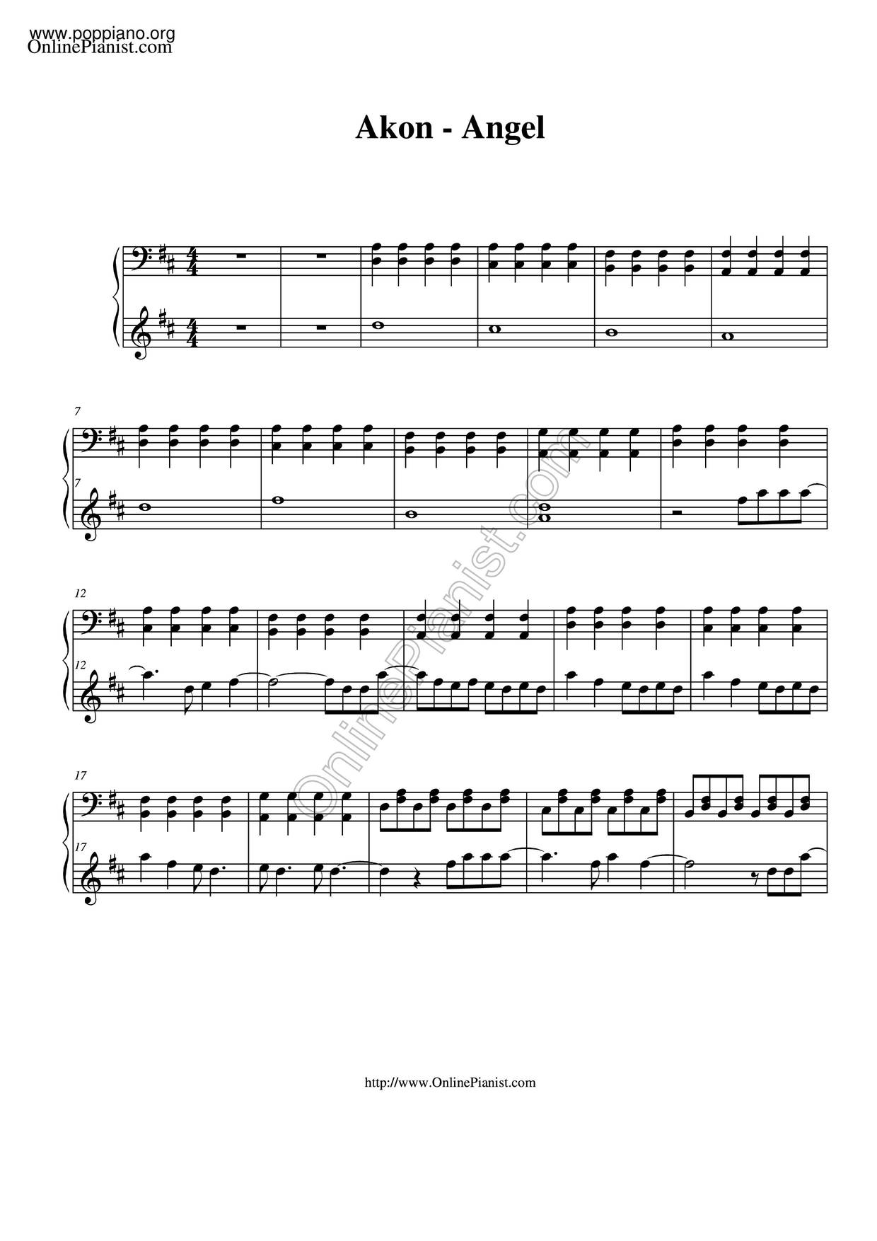 Akon-Angel Sheet Music pdf, - Free Score Download ★
