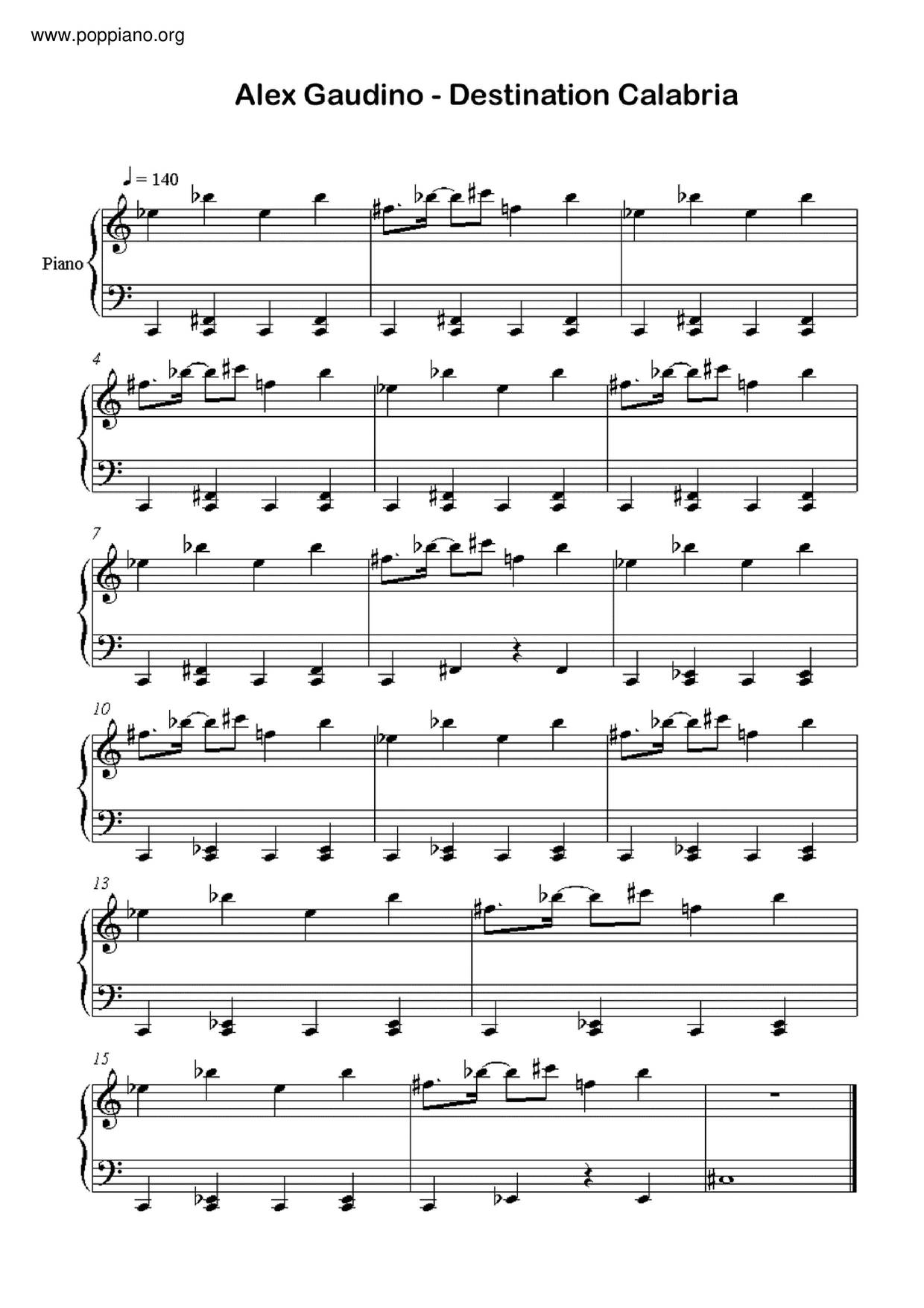 Alex Gaudino-Destination Calabria Sheet Music pdf, - Free Score Download ★