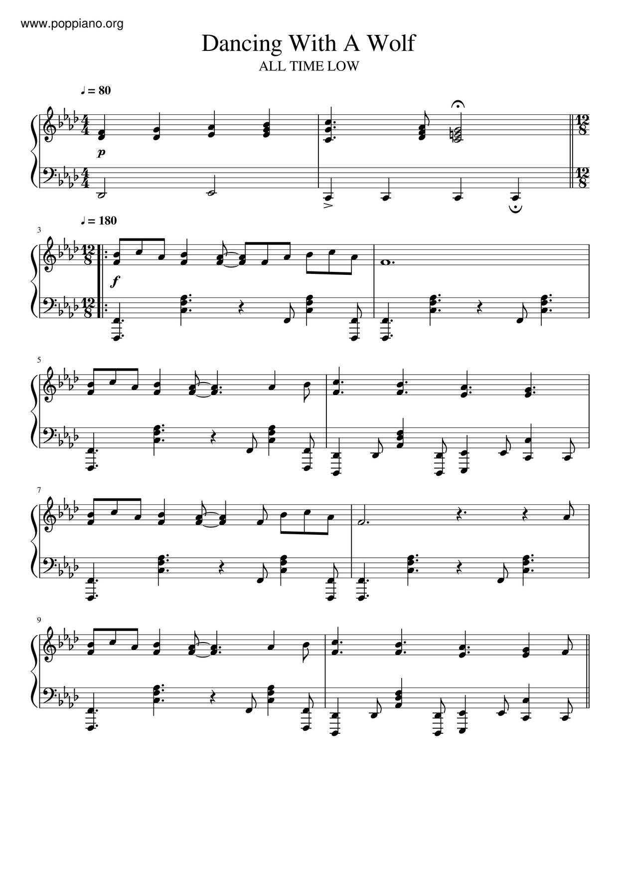 All Time Low-Dancing With A Wolf Sheet Music pdf, - Free Score Download ★