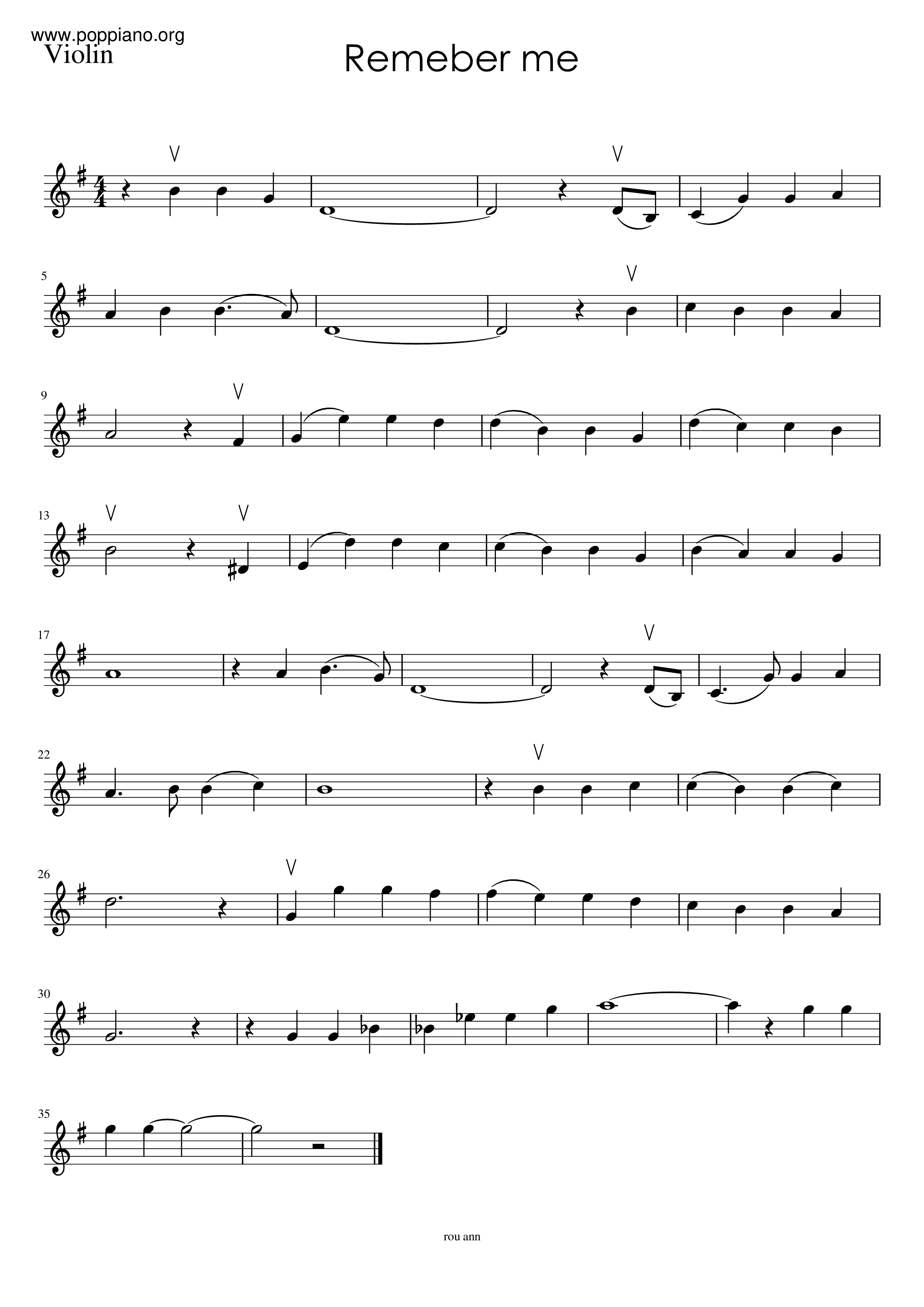 Miguel-Coco - Remember Me 小提琴譜pdf-香港流行鋼琴協會琴譜下載 ★