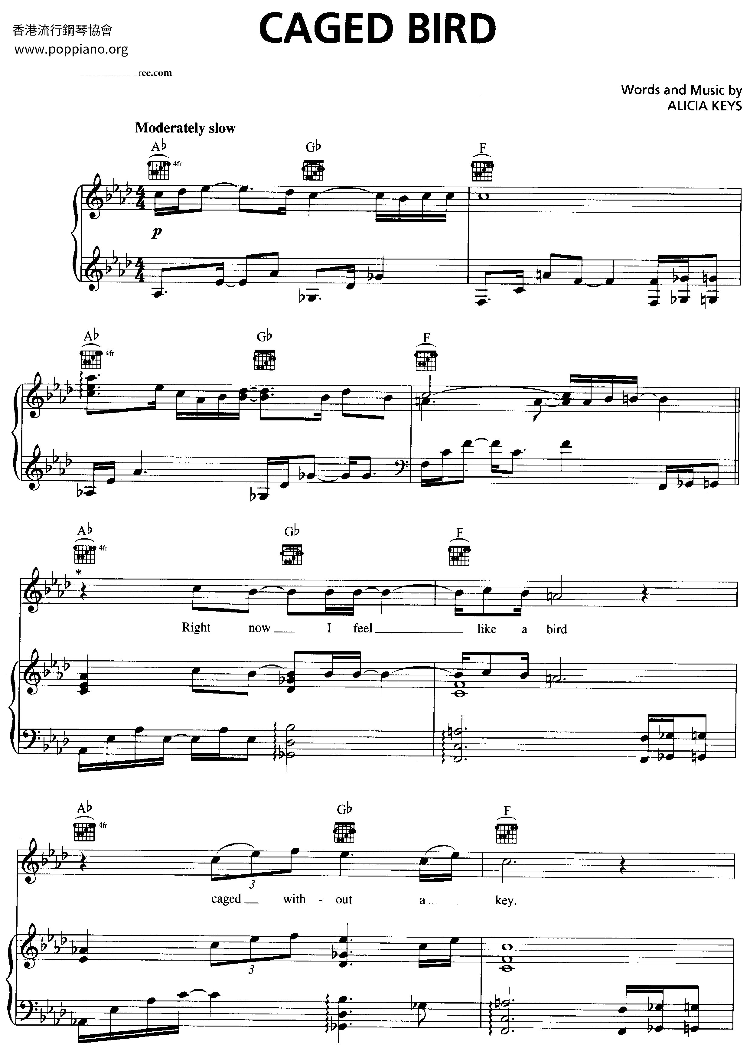 Alicia Keys, Christina Aguilera-Caged Bird Sheet Music pdf, - Free Score Download ★