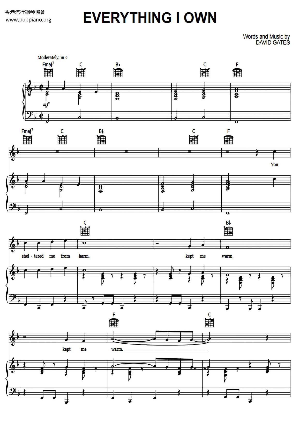 everything i own- PDF琴譜免費下載 - 香港流行鋼琴協會 ★