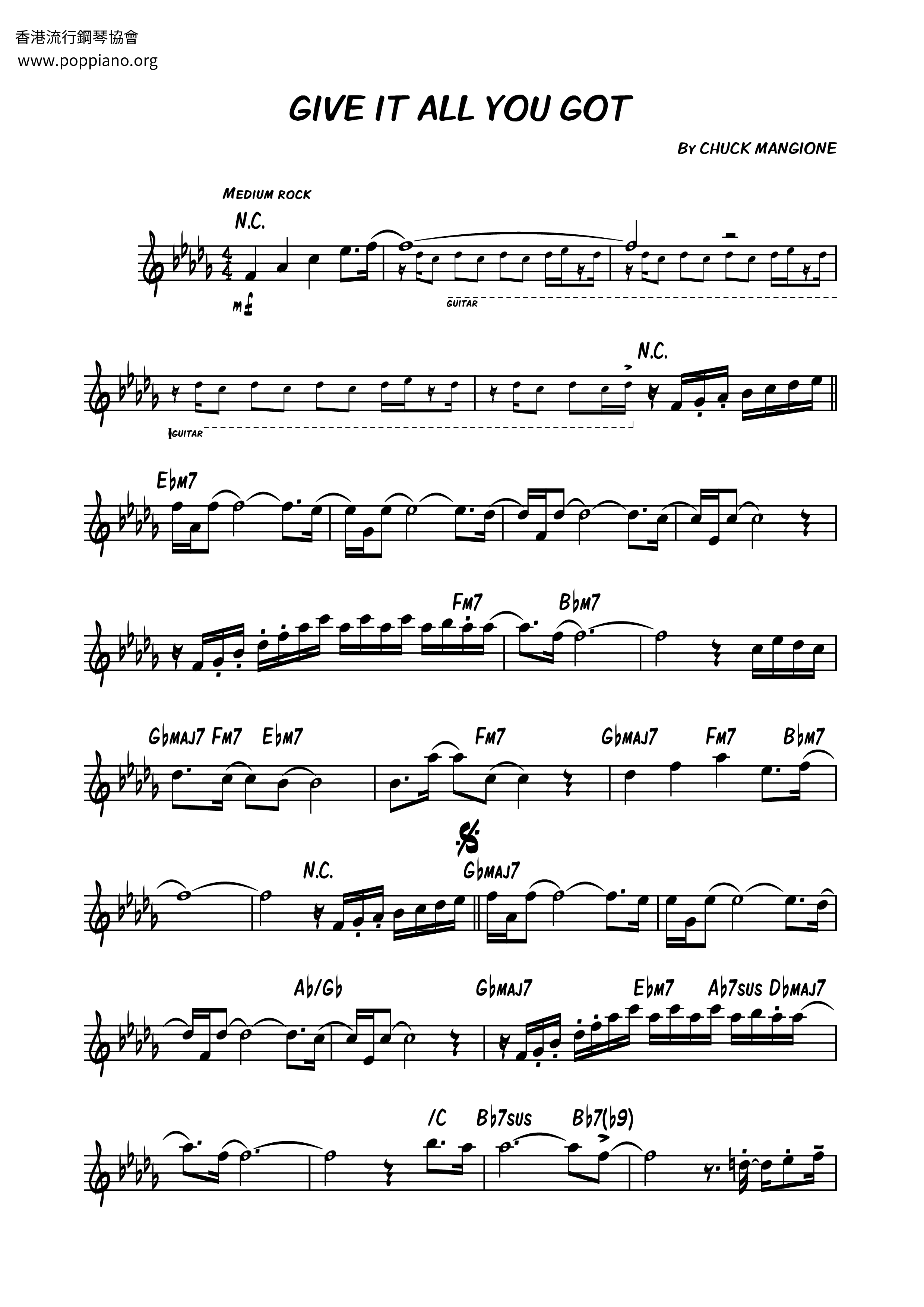 Chuck Mangione-Give It All You Got Violin Score pdf, - Free Score ...