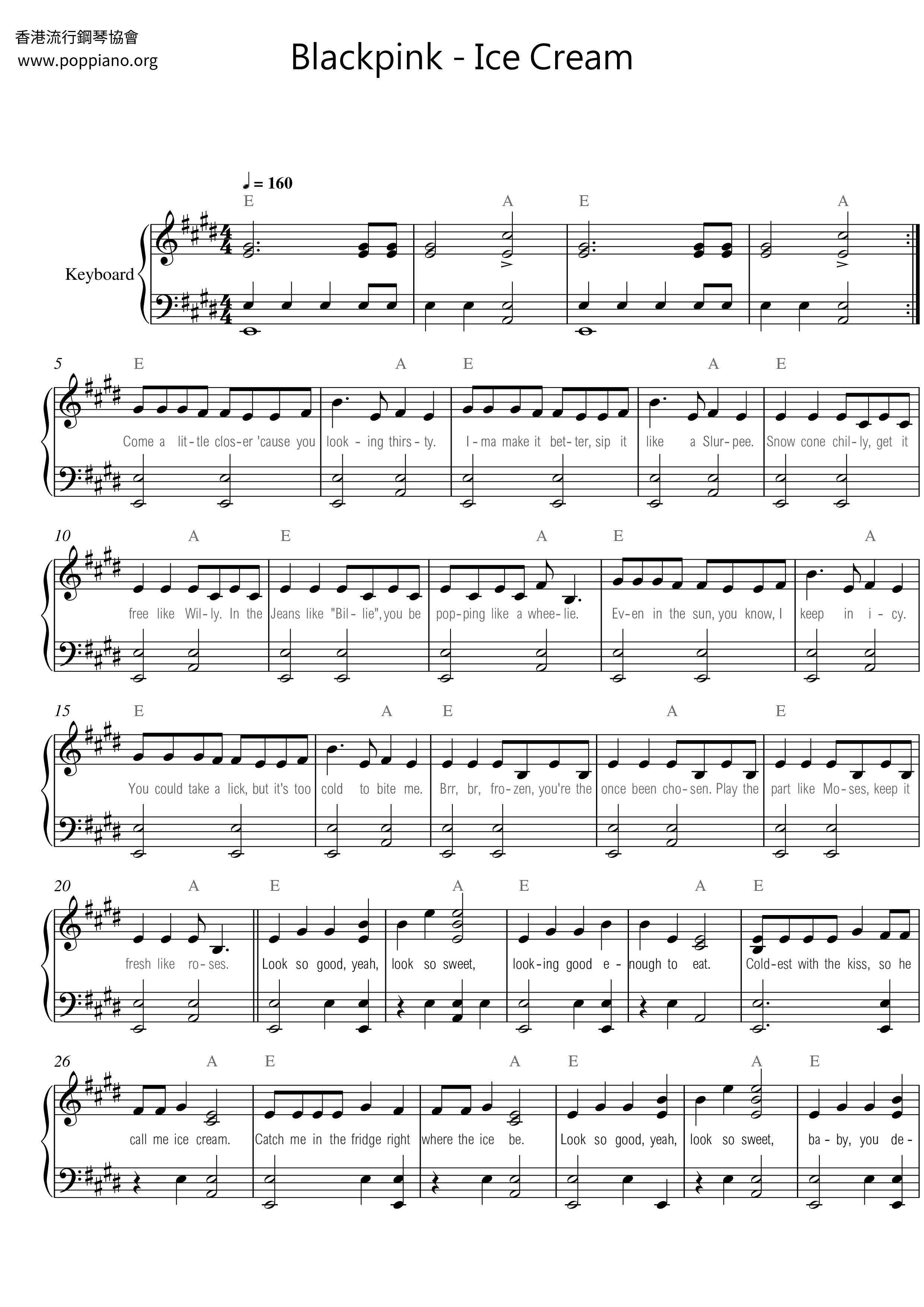 Ice CreamAll Versions - Sheet Music / Piano Score Free PDF Download ...