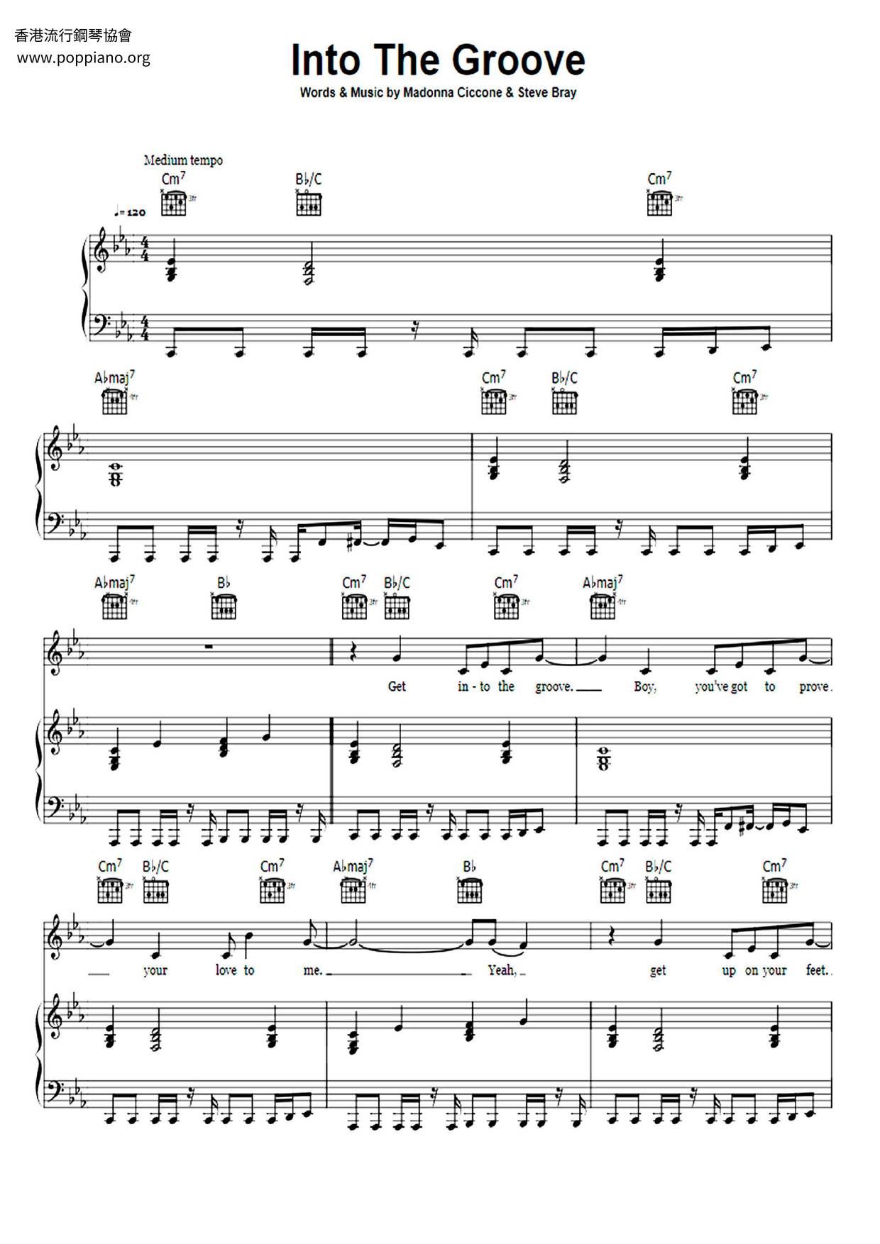Madonna-Into The Groove Sheet Music pdf, - Free Score Download ★