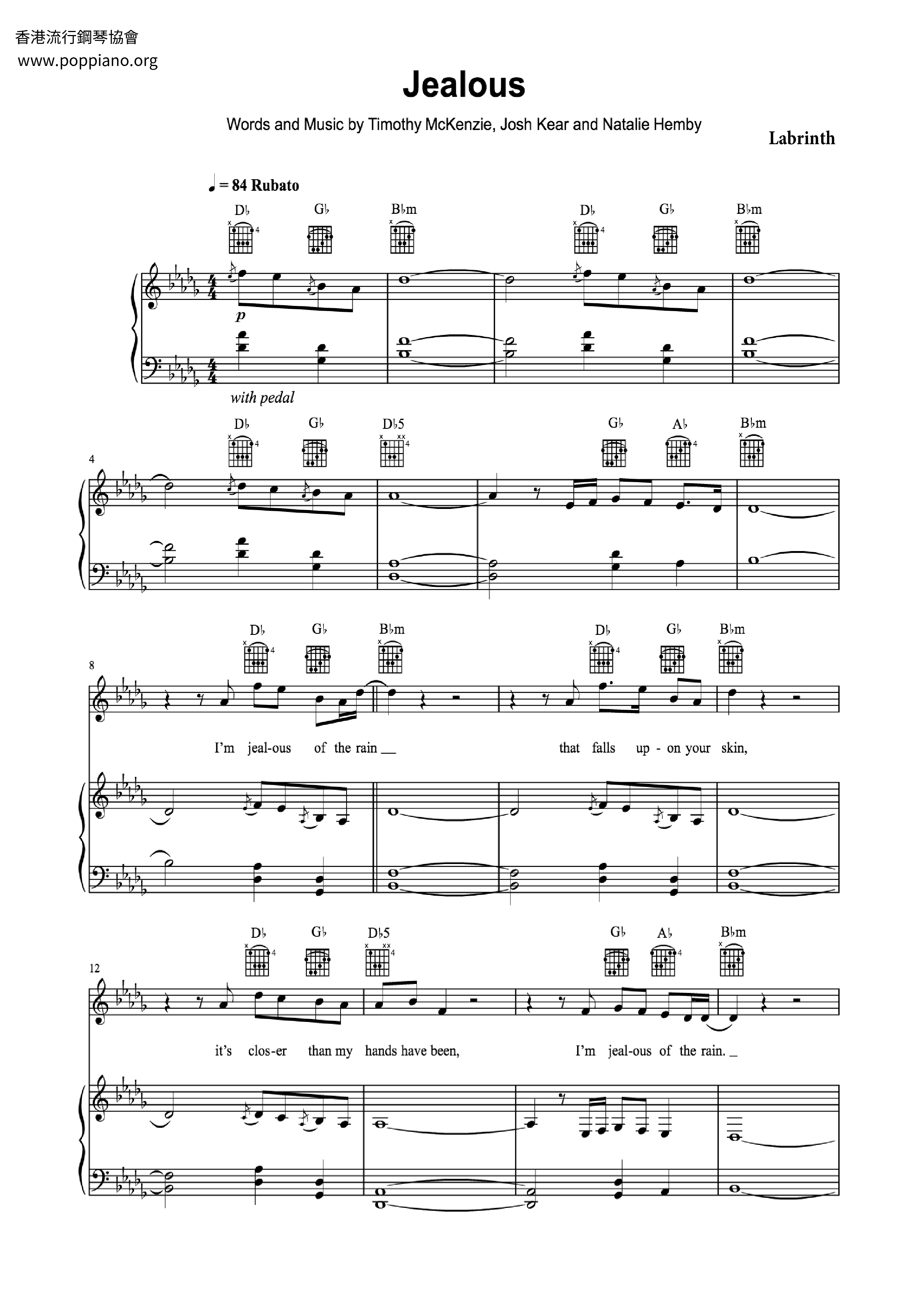 Labrinth-Jealous Sheet Music pdf, - Free Score Download ★