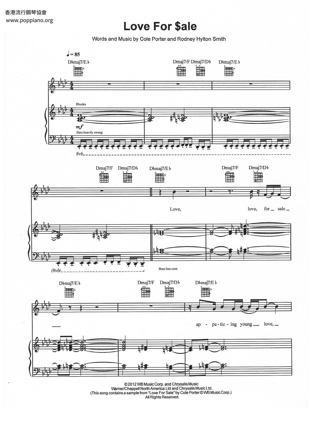 Jamie Cullum-Love For Sale Sheet Music pdf, - Free Score Download ★