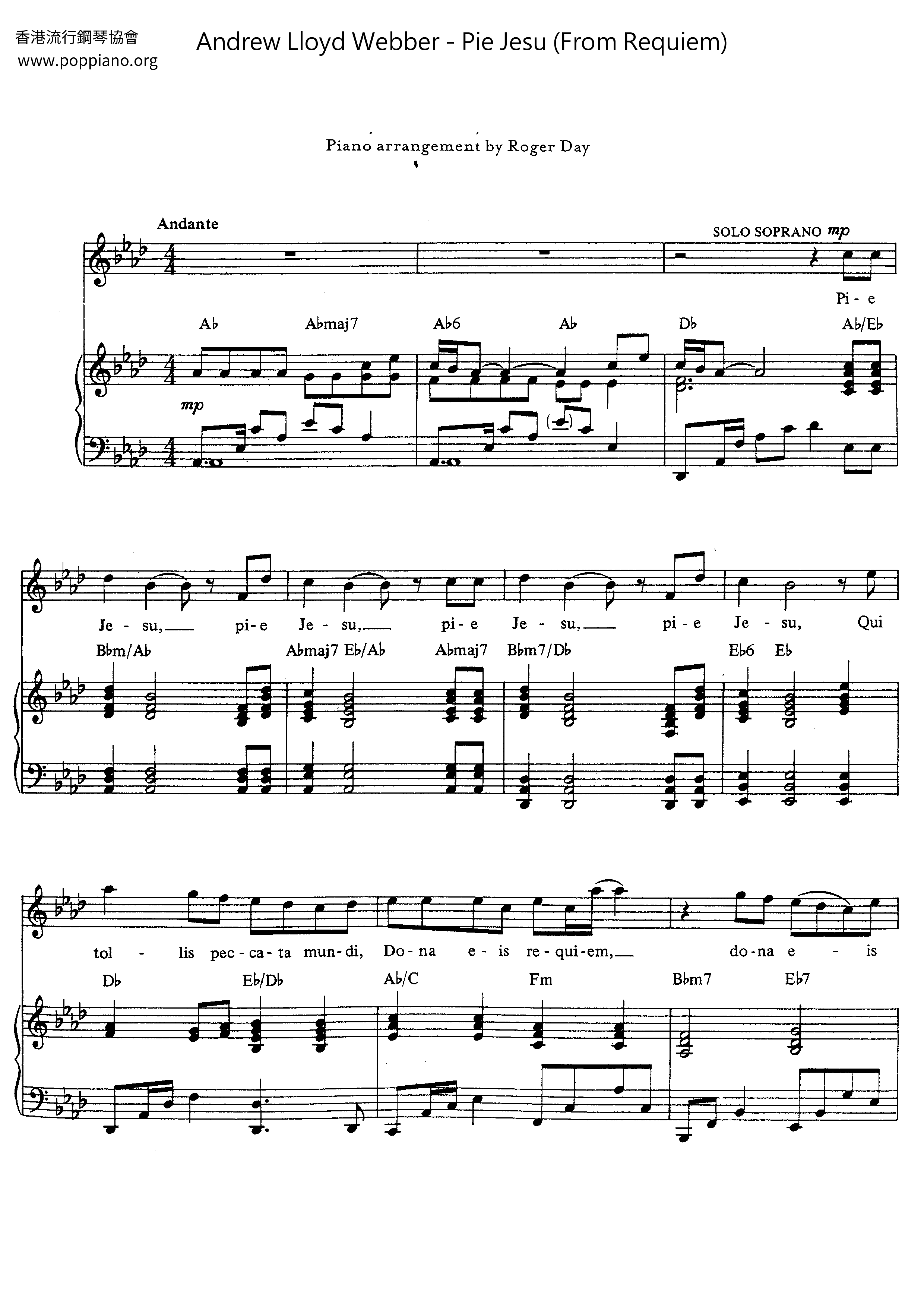 Andrew Lloyd Webber Pie Jesu Requiem Sheet Music Pdf Free Score