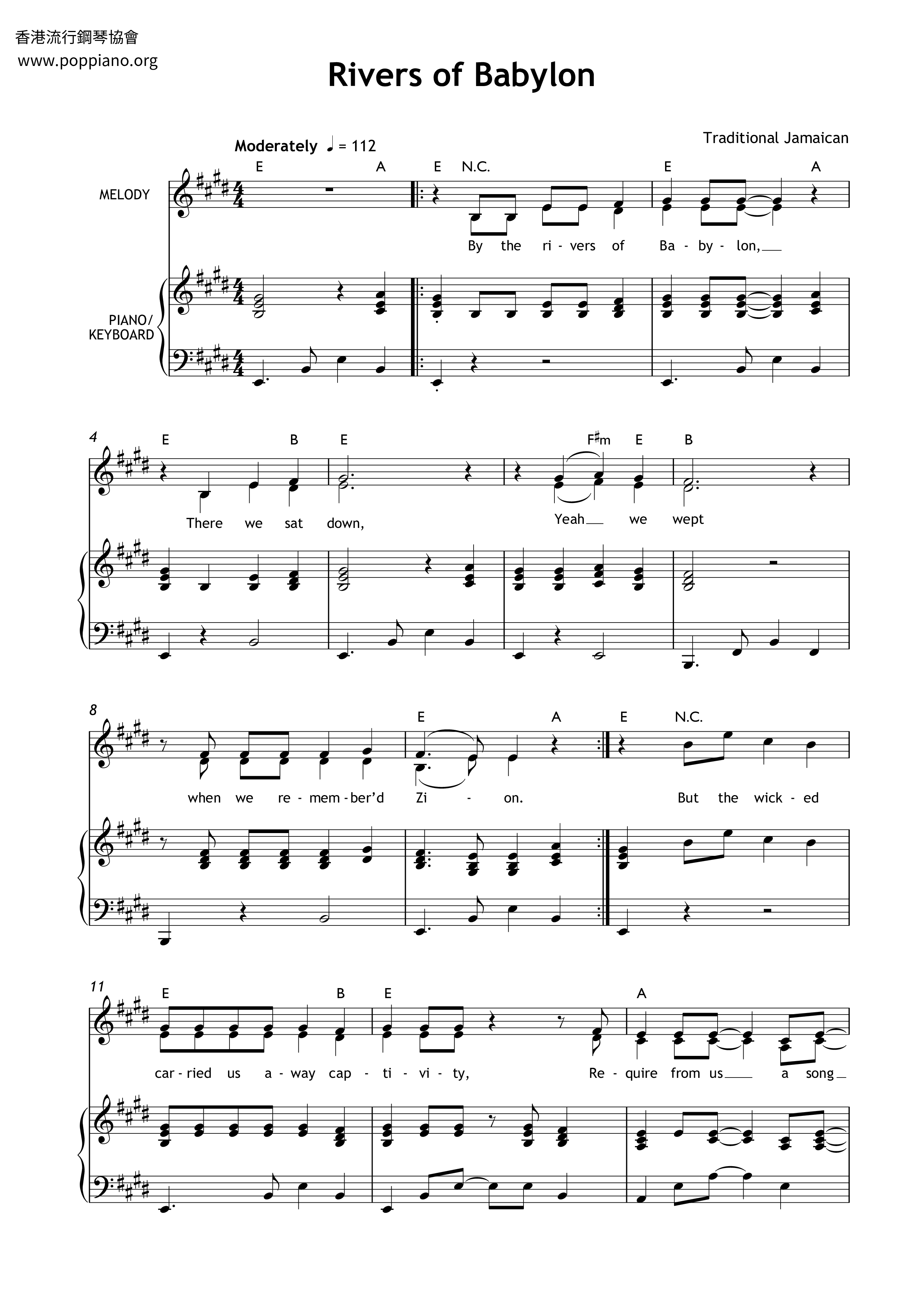 Boney M-Rivers Of Babylon Sheet Music pdf, - Free Score Download ★
