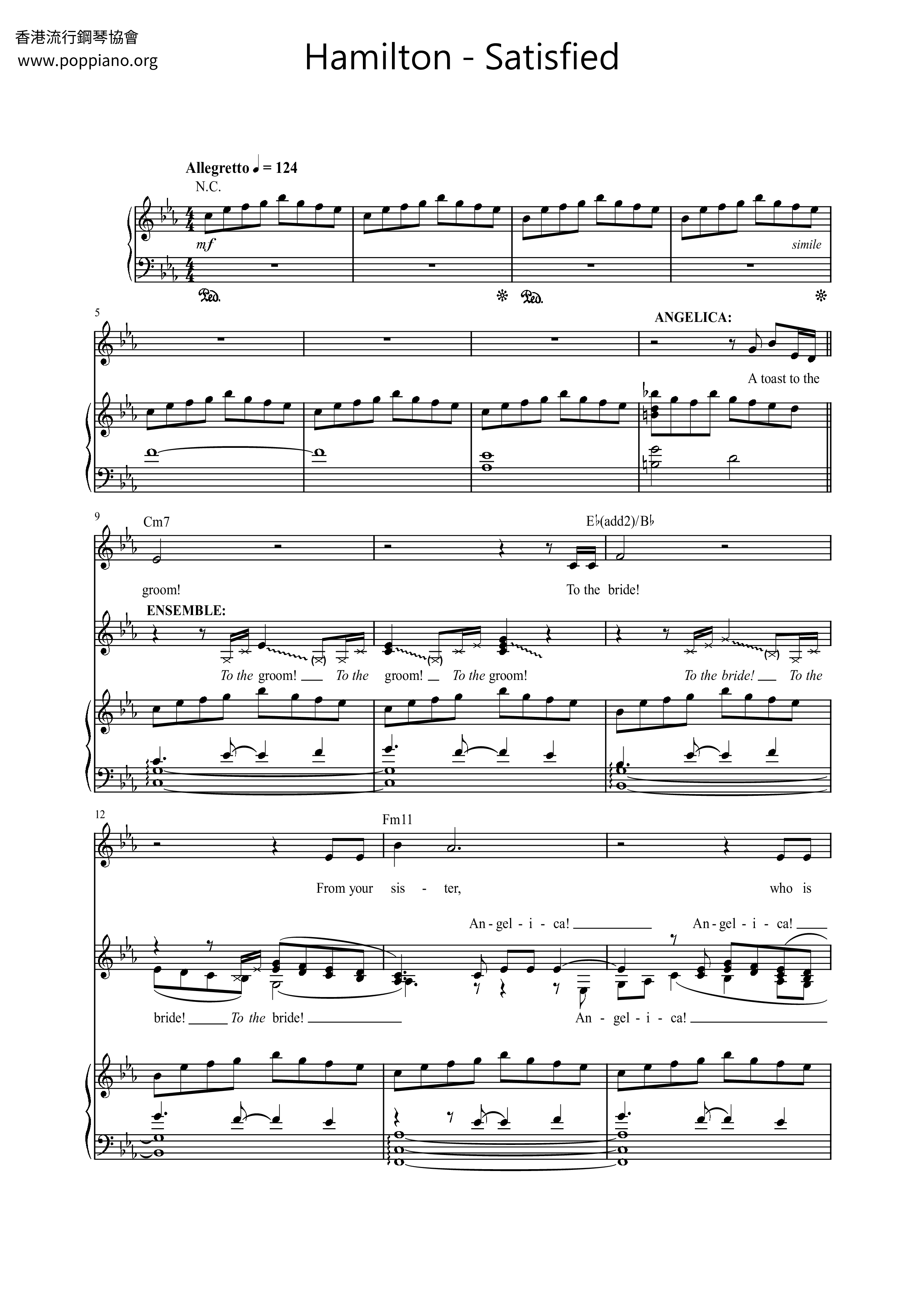 Hamilton-Satisfied Sheet Music pdf, - Free Score Download ★