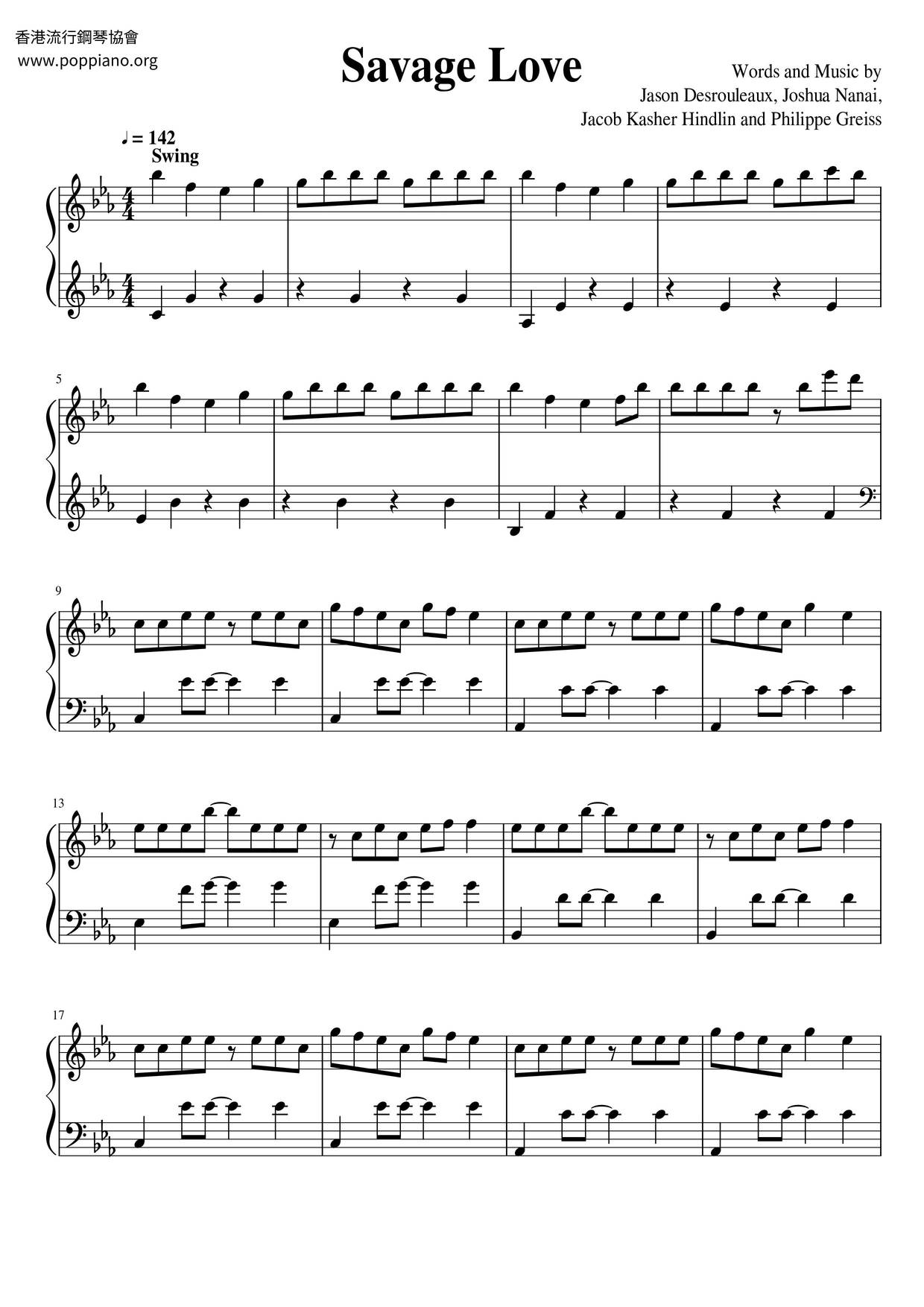 Jason Derulo-Savage Love Sheet Music pdf, - Free Score Download ★
