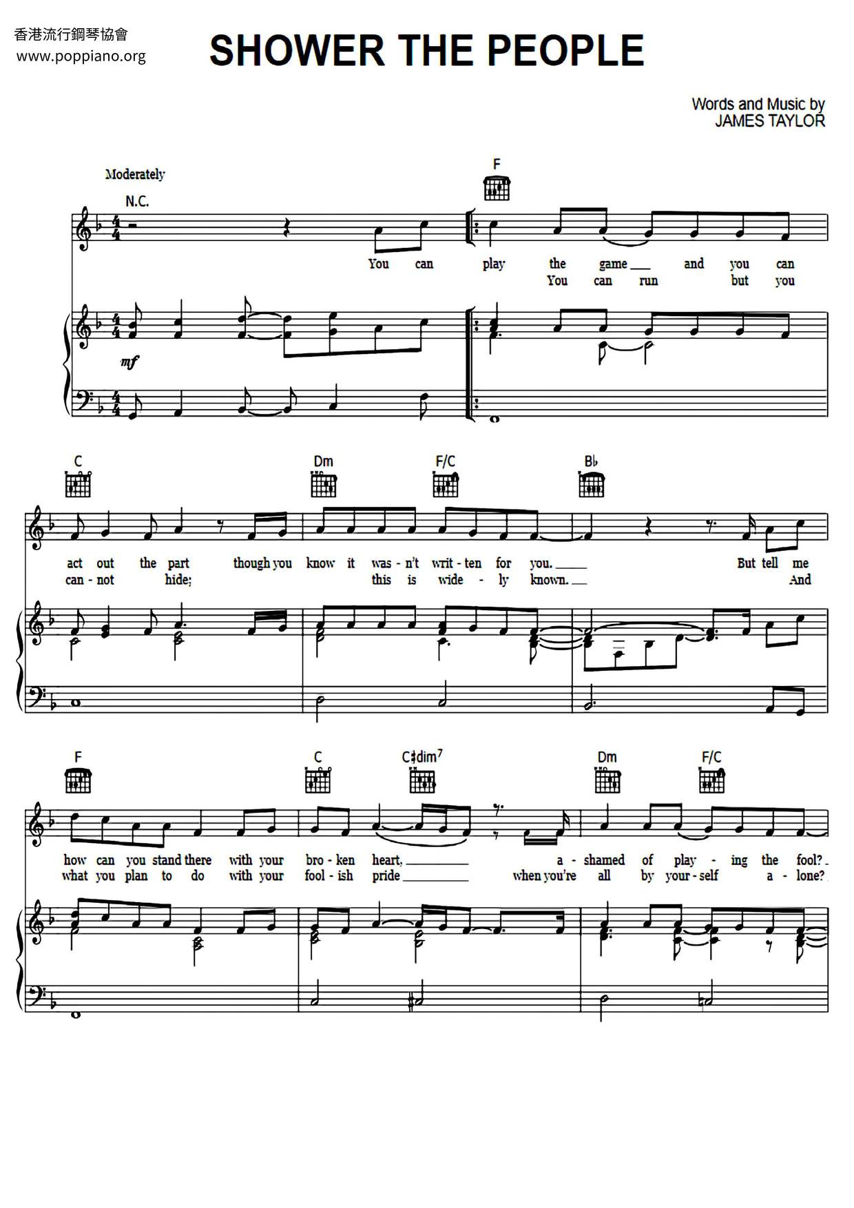 James Taylor-Shower The People Sheet Music pdf, - Free Score Download ★