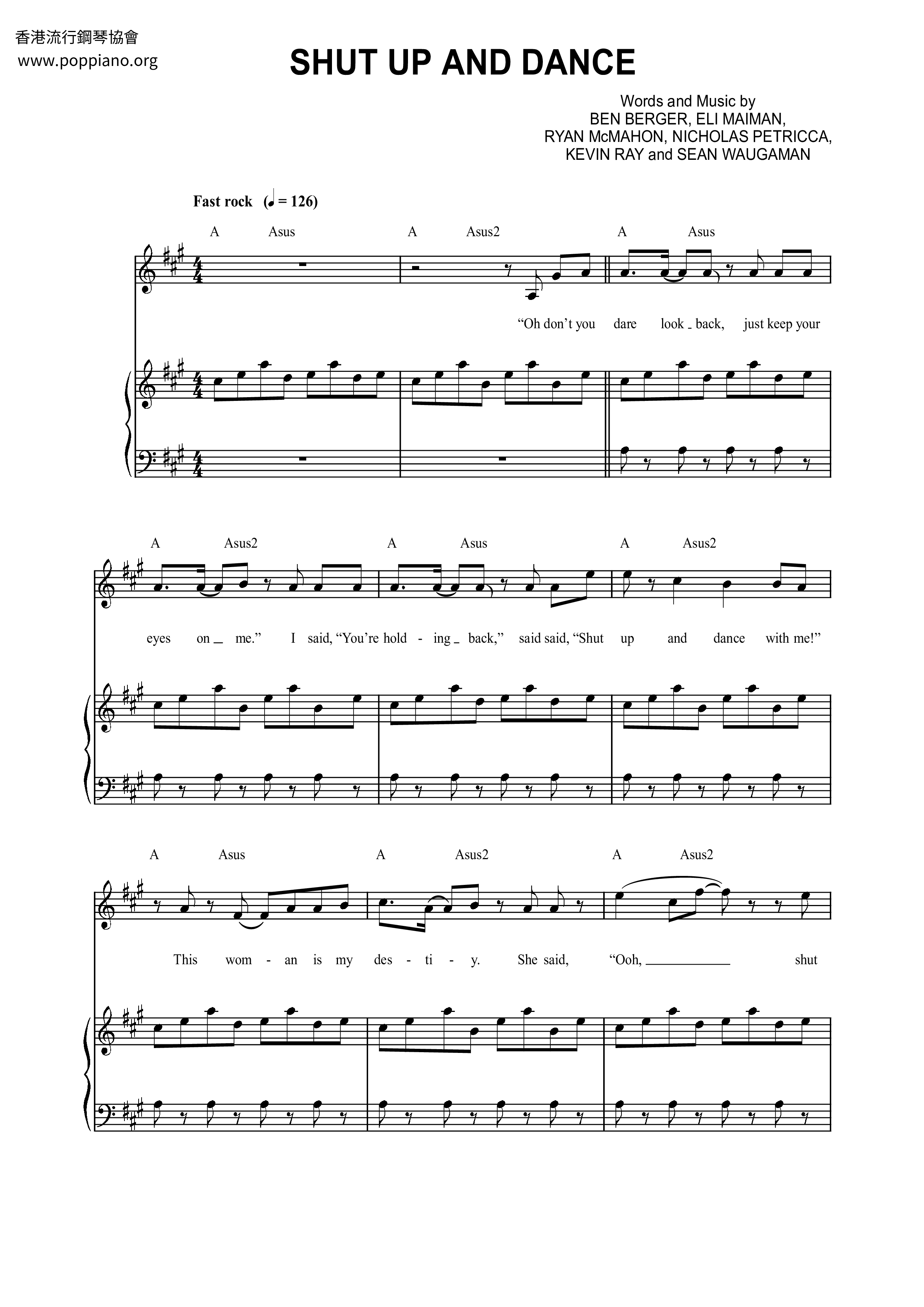 WALK THE MOON-Shut Up And Dance Sheet Music pdf, - Free Score Download ★