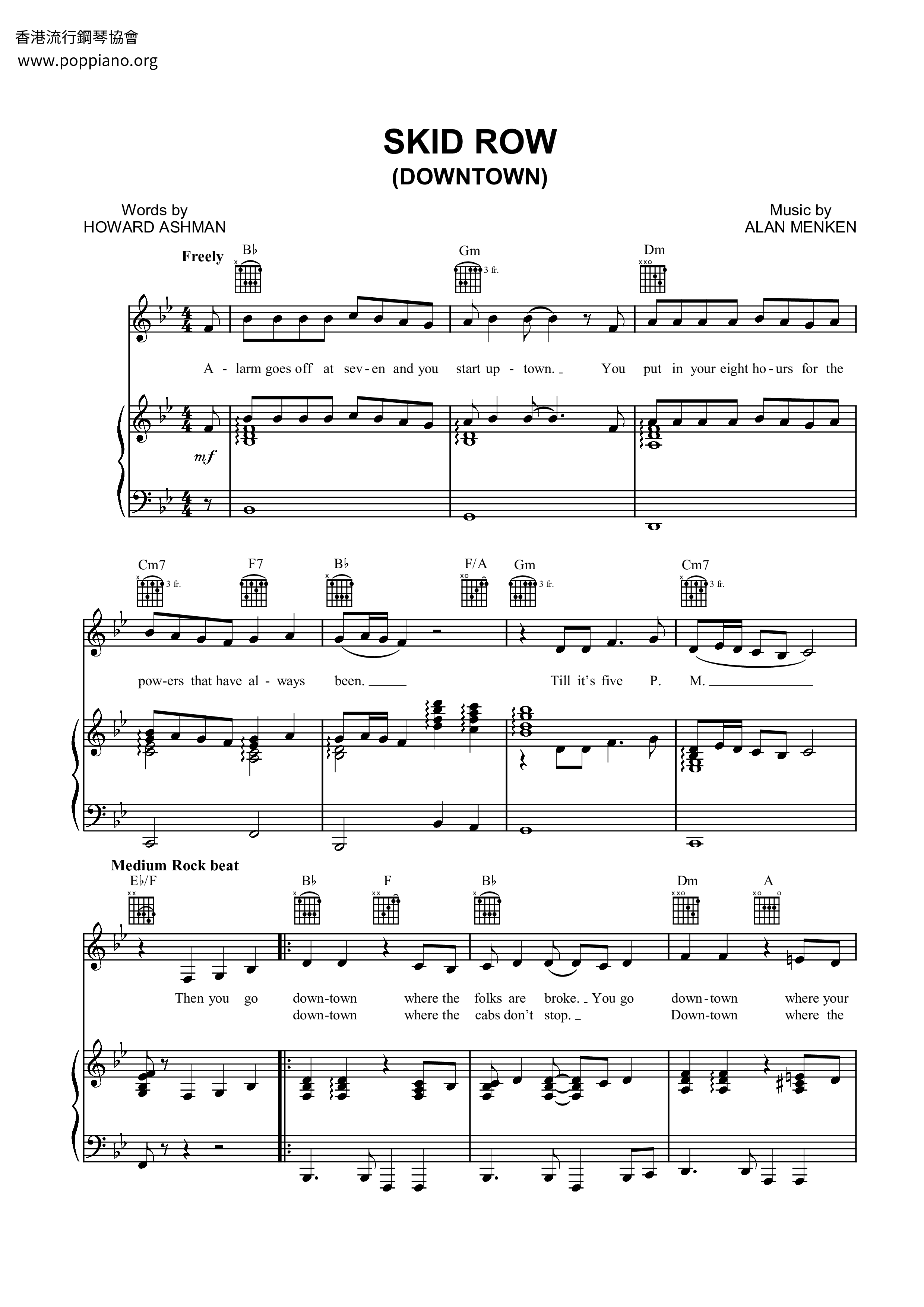 Alan Menken-Skid Row Sheet Music pdf, - Free Score Download ★