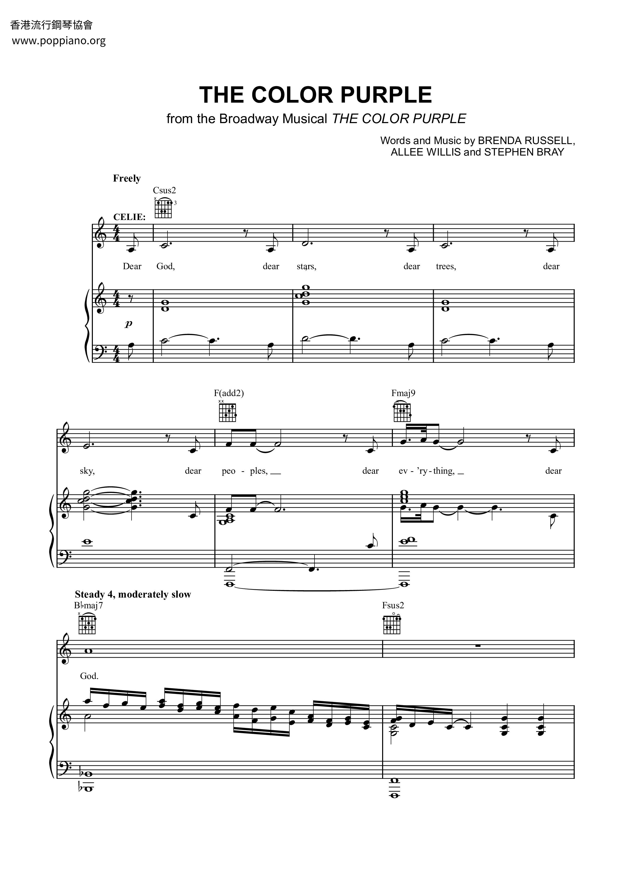Movie Soundtrack-The Color Purple Sheet Music pdf, - Free Score Download ★