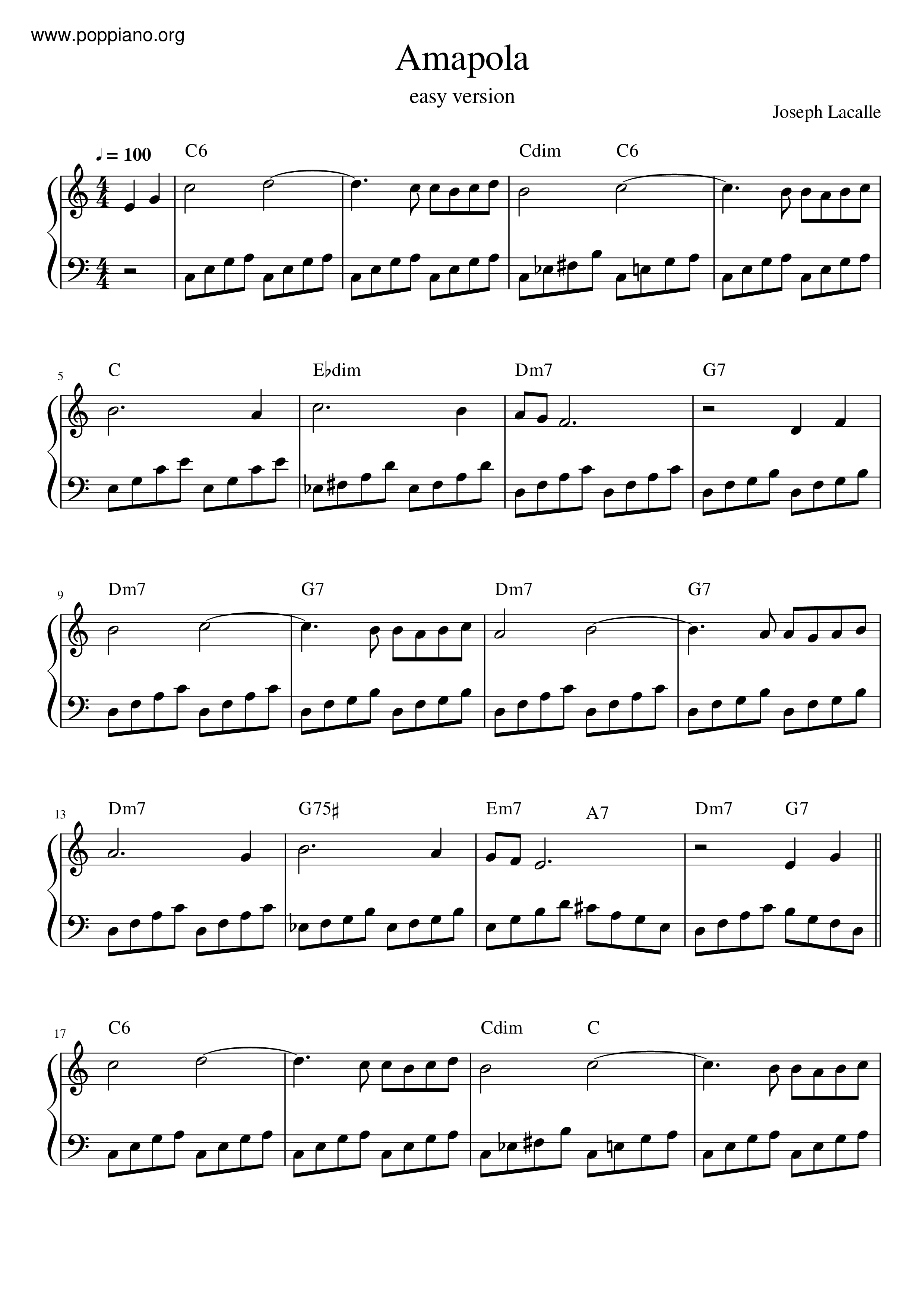 Joseph Lacalle-Amapola Sheet Music pdf, - Free Score Download ★