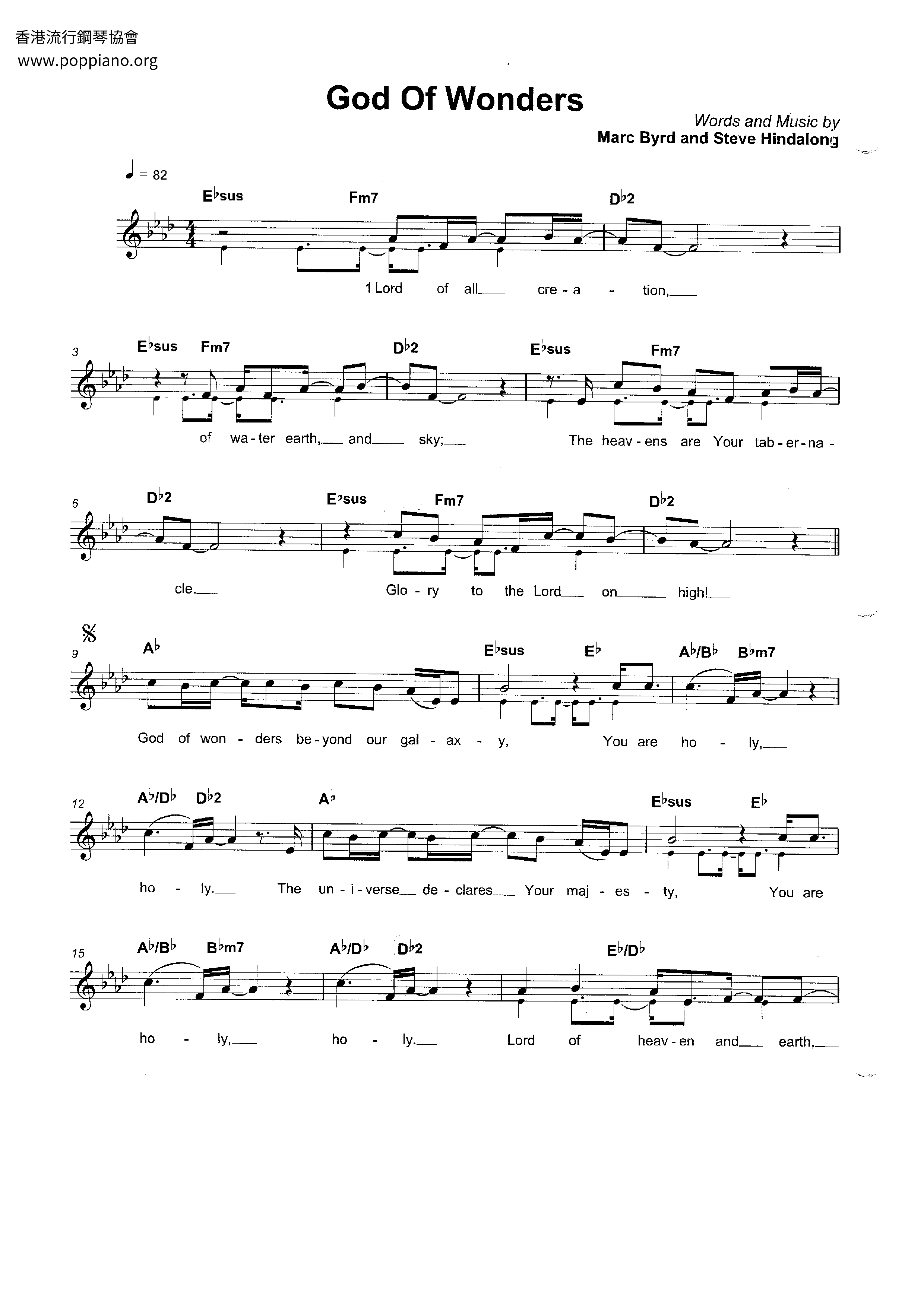 Hymn-God Of Wonders Sheet Music pdf, - Free Score Download ★