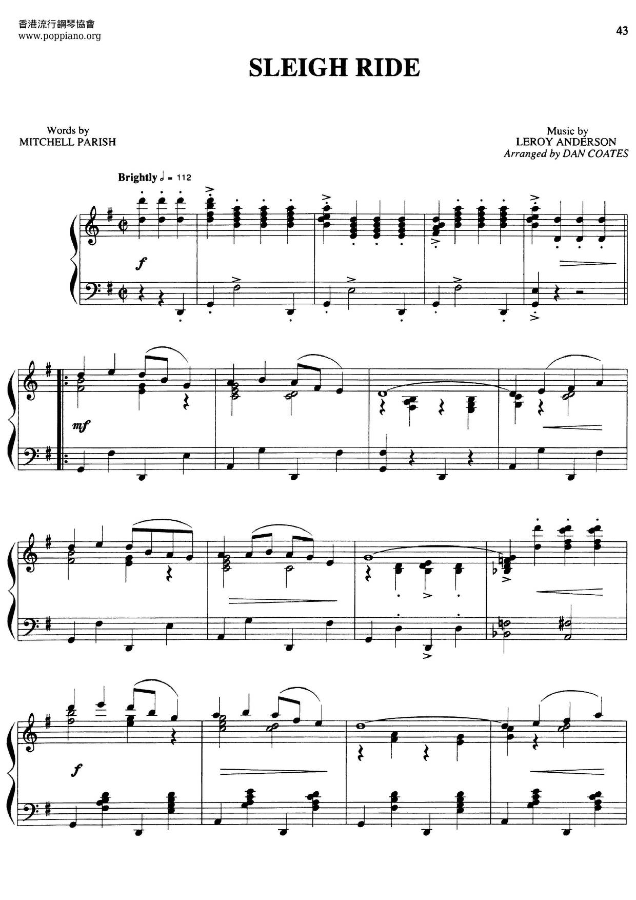 Christmas-Sleigh Ride Sheet Music pdf, - Free Score Download ★