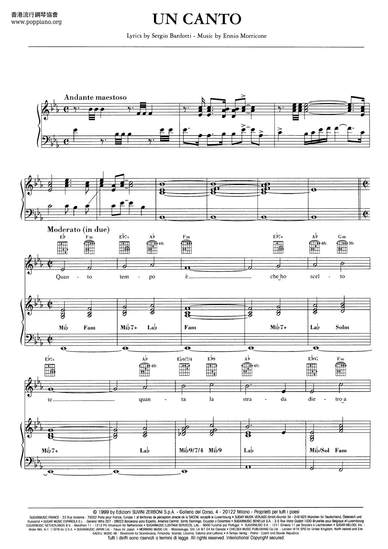 Andrea Bocelli-Un Canto Sheet Music pdf, - Free Score Download ★