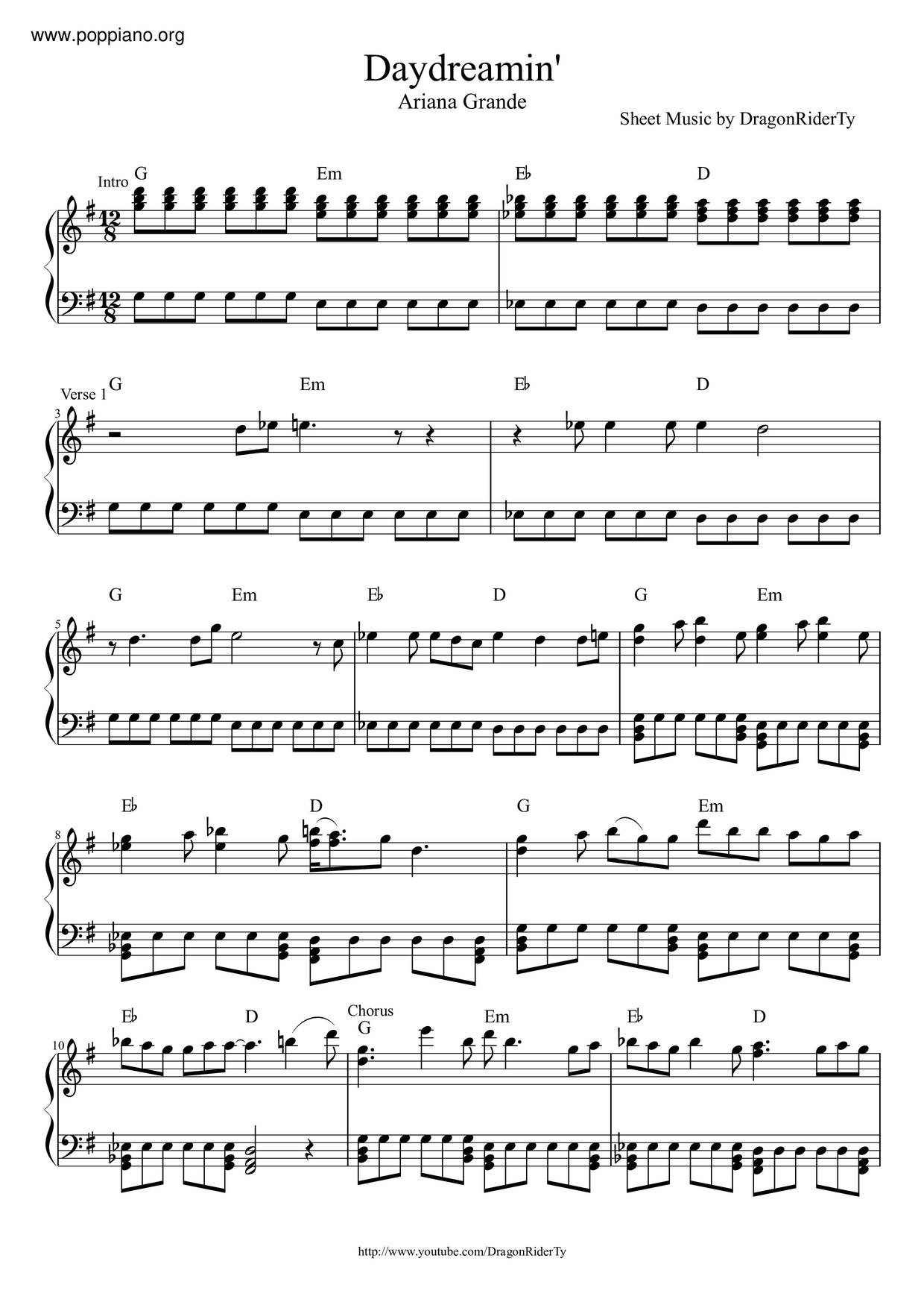 Ariana Grande-Daydreamin' Sheet Music pdf, - Free Score Download ★
