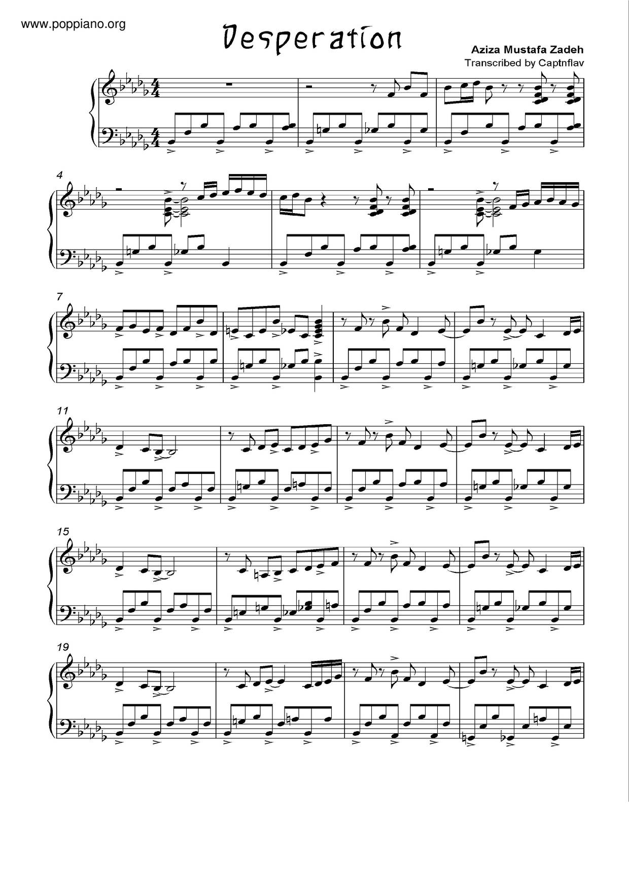 Aziza Mustafa Zadeh-Desperation Sheet Music pdf, - Free Score Download ★