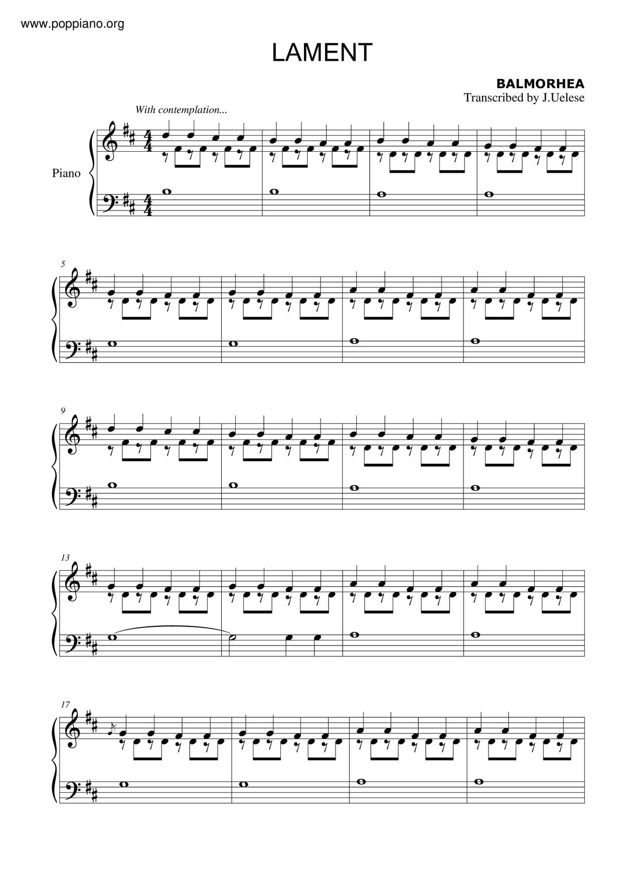 Balmorhea-Lament Sheet Music pdf, - Free Score Download ★