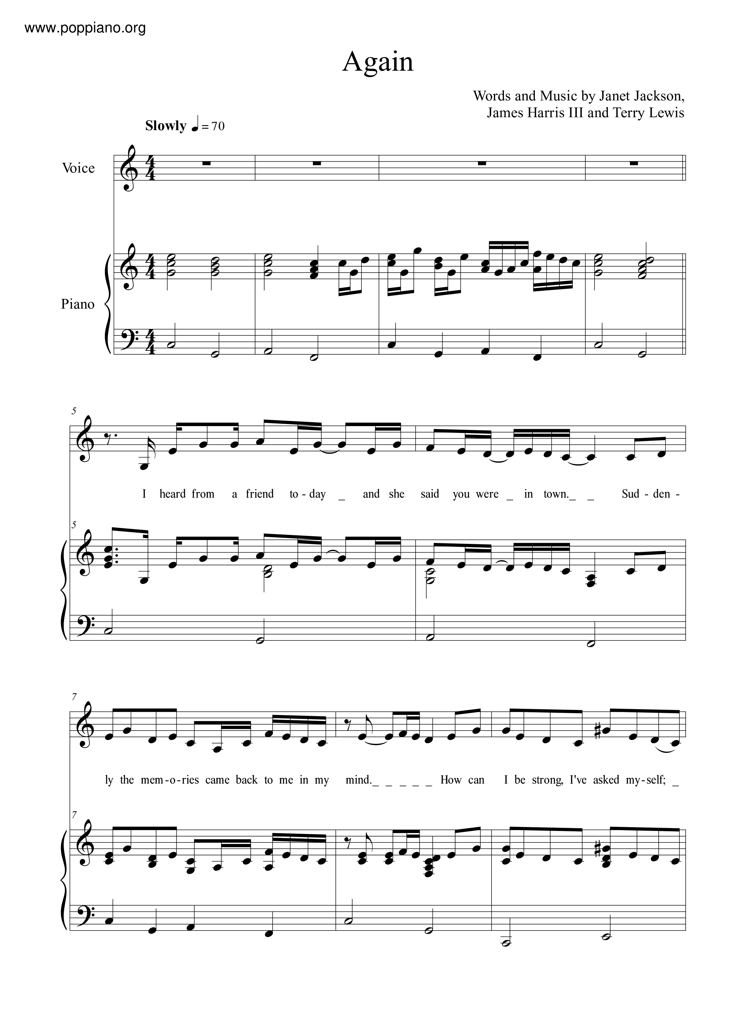 Janet Jackson-Again Sheet Music pdf, - Free Score Download ★