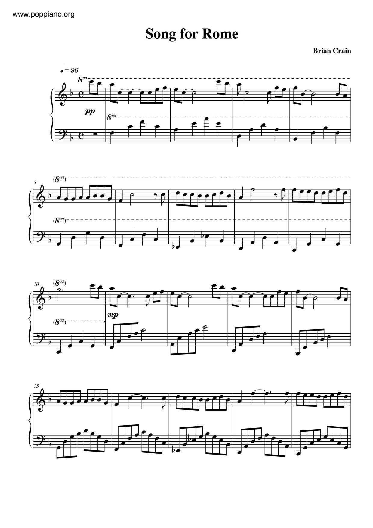 Brian Crain-Song For Rome Sheet Music pdf, - Free Score Download ★