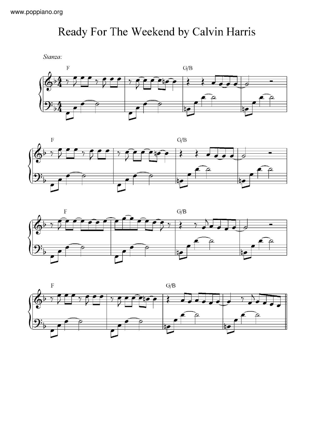 Calvin Harris-Ready For The Weekend Sheet Music pdf, - Free Score ...
