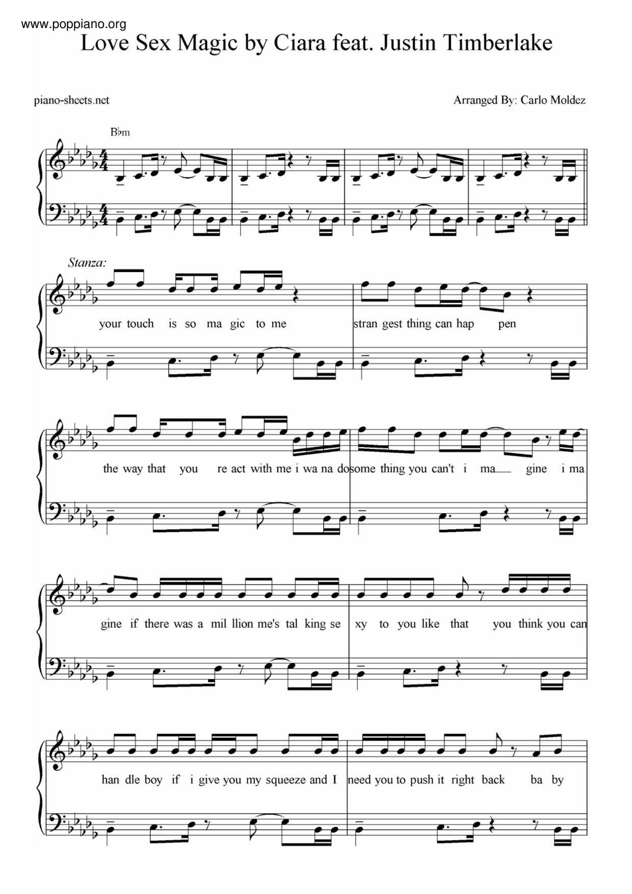 Ciara, Justin Timberlake-Love Sex Magic Sheet Music pdf, - Free Score ...