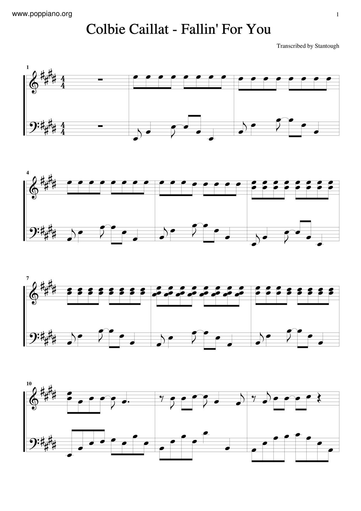 Colbie Caillat-Fallin' For You Sheet Music pdf, - Free Score Download ★