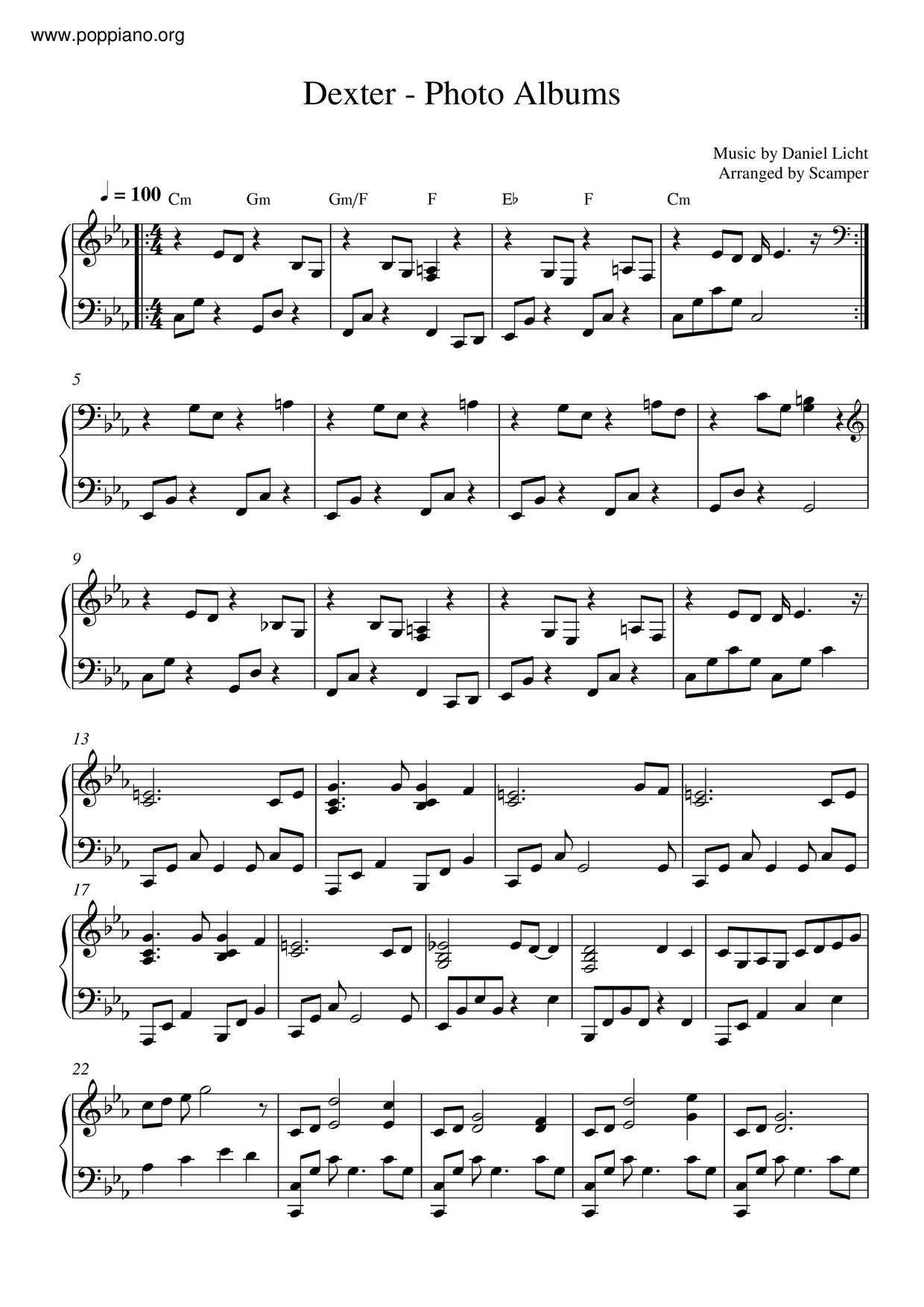 Daniel Licht-Dexter Sheet Music pdf, - Free Score Download ★